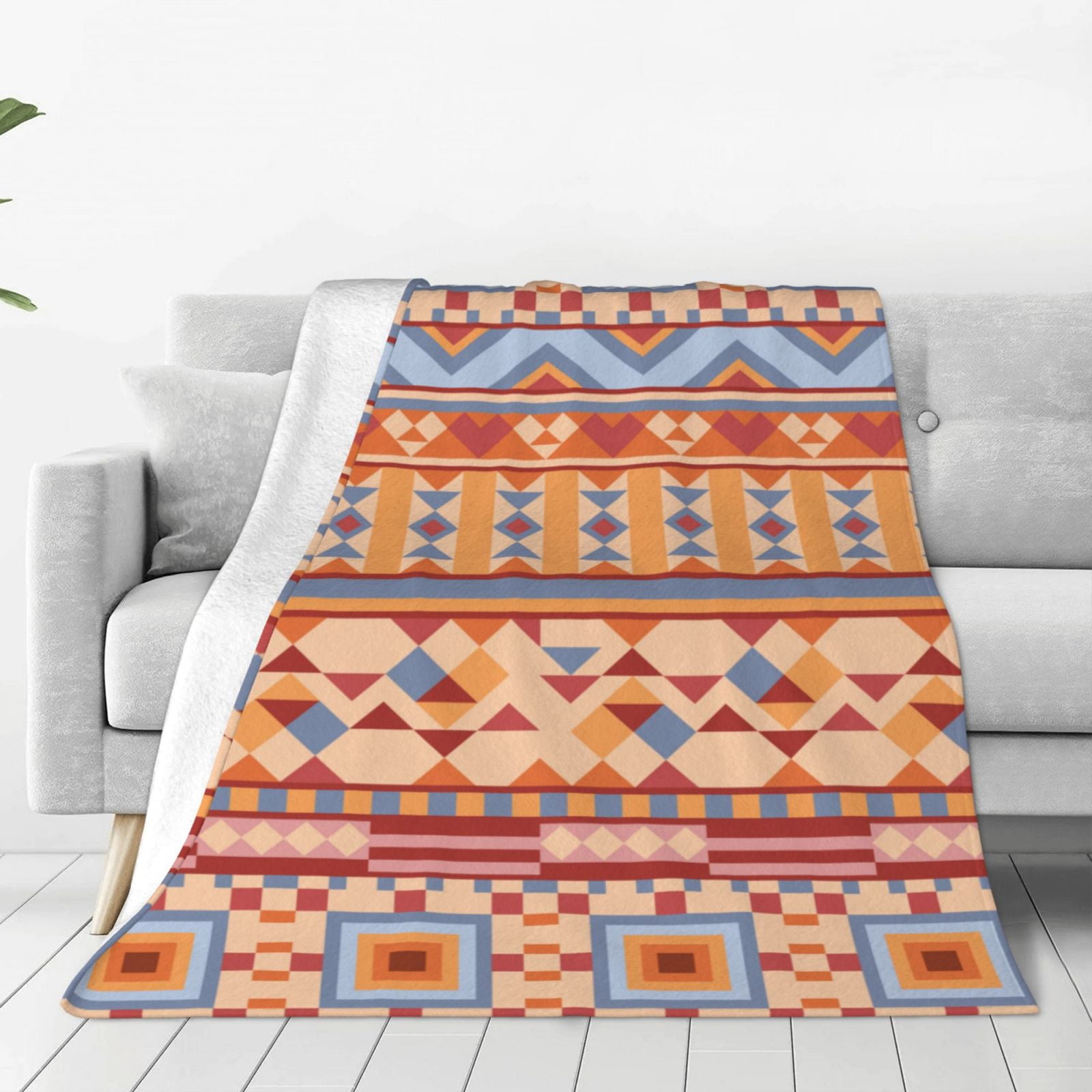 LNWH Tribe Geometric Seamless Pattern Throw Blanket, Flannel Sofa ...