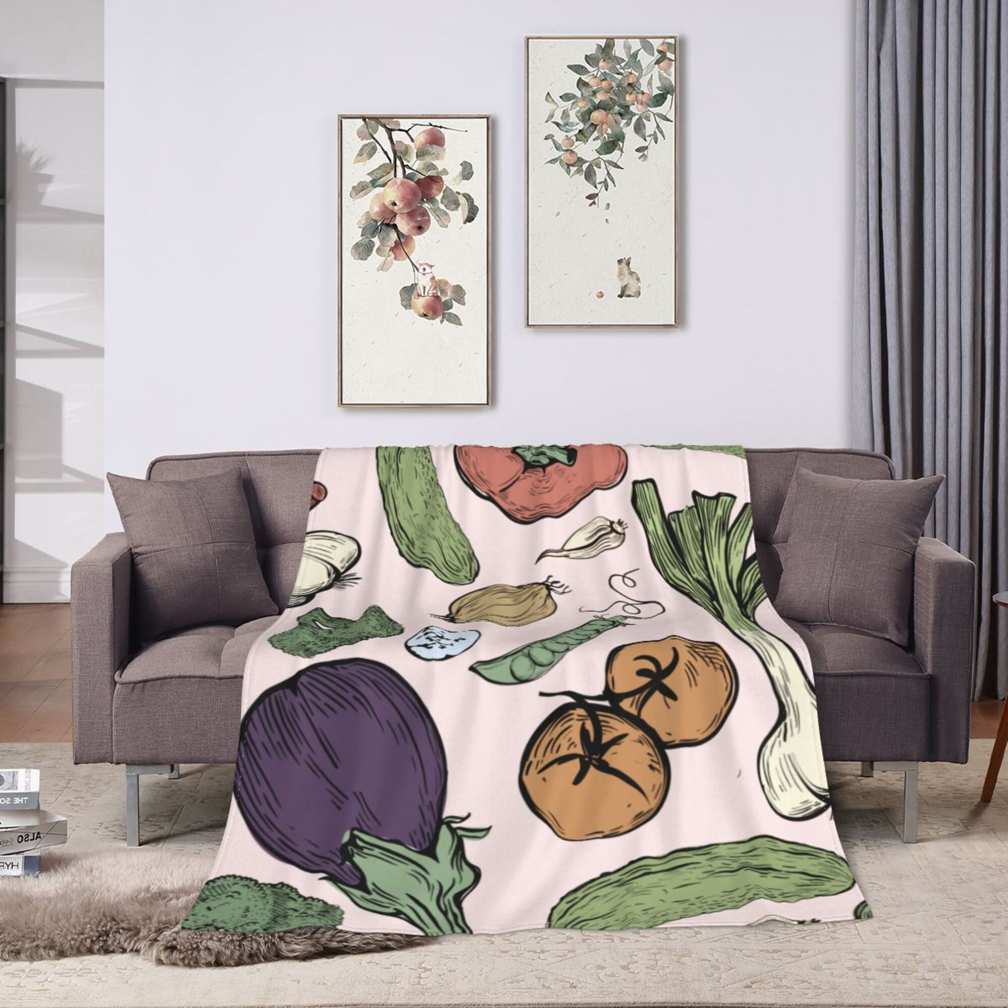 LNWH Various Vegetable Prints Art Pattern Throw Blanket, Fluffy Soft ...