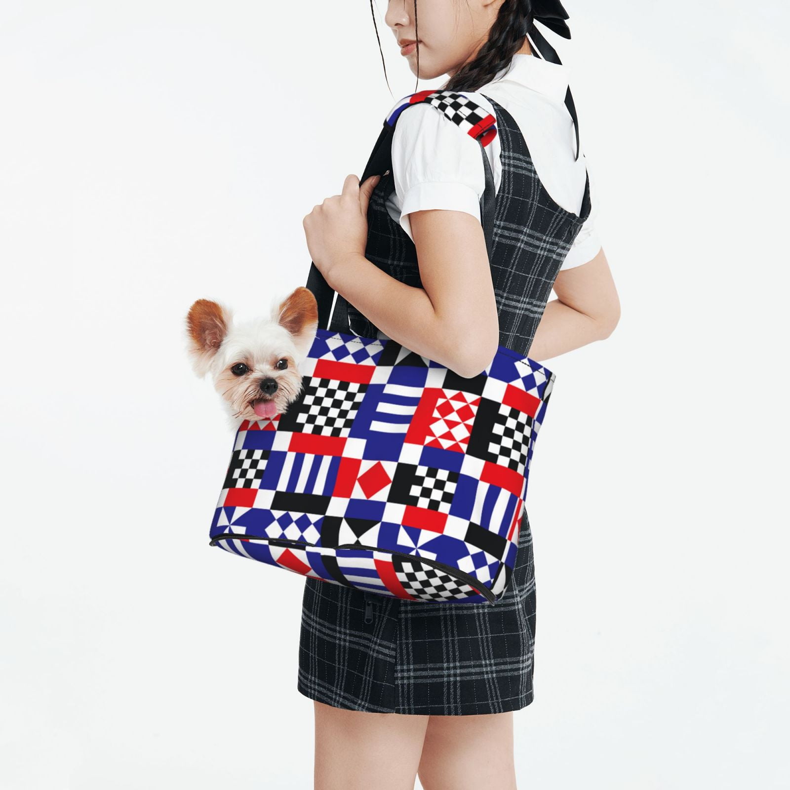 LNWH Vector Geometric Pattern Dog Carrier Bag, Pet Dog Carrier Purse ...