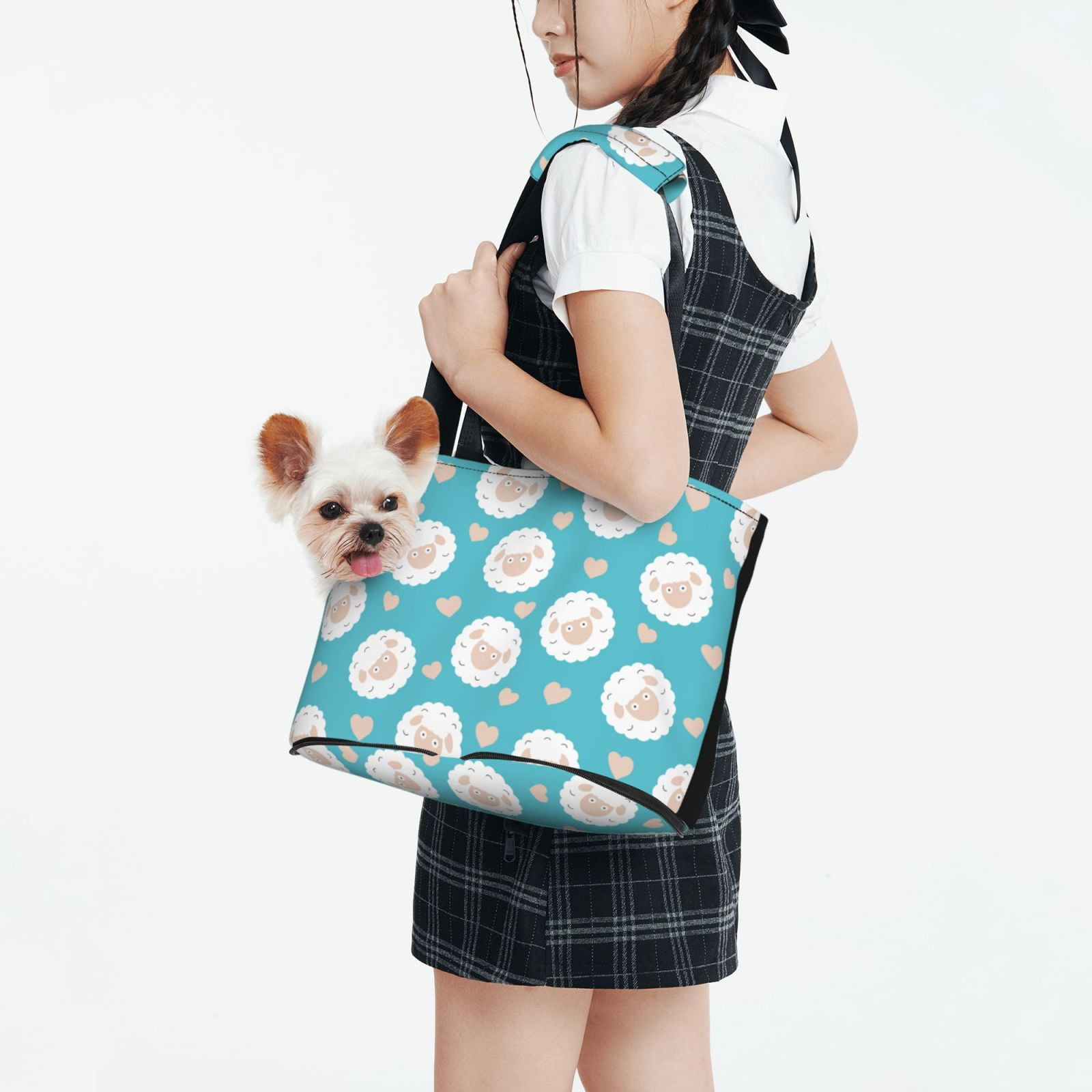 LNWH Vector Sheep Seamless Pattern Dog Carrier Bag, Pet Dog Carrier ...