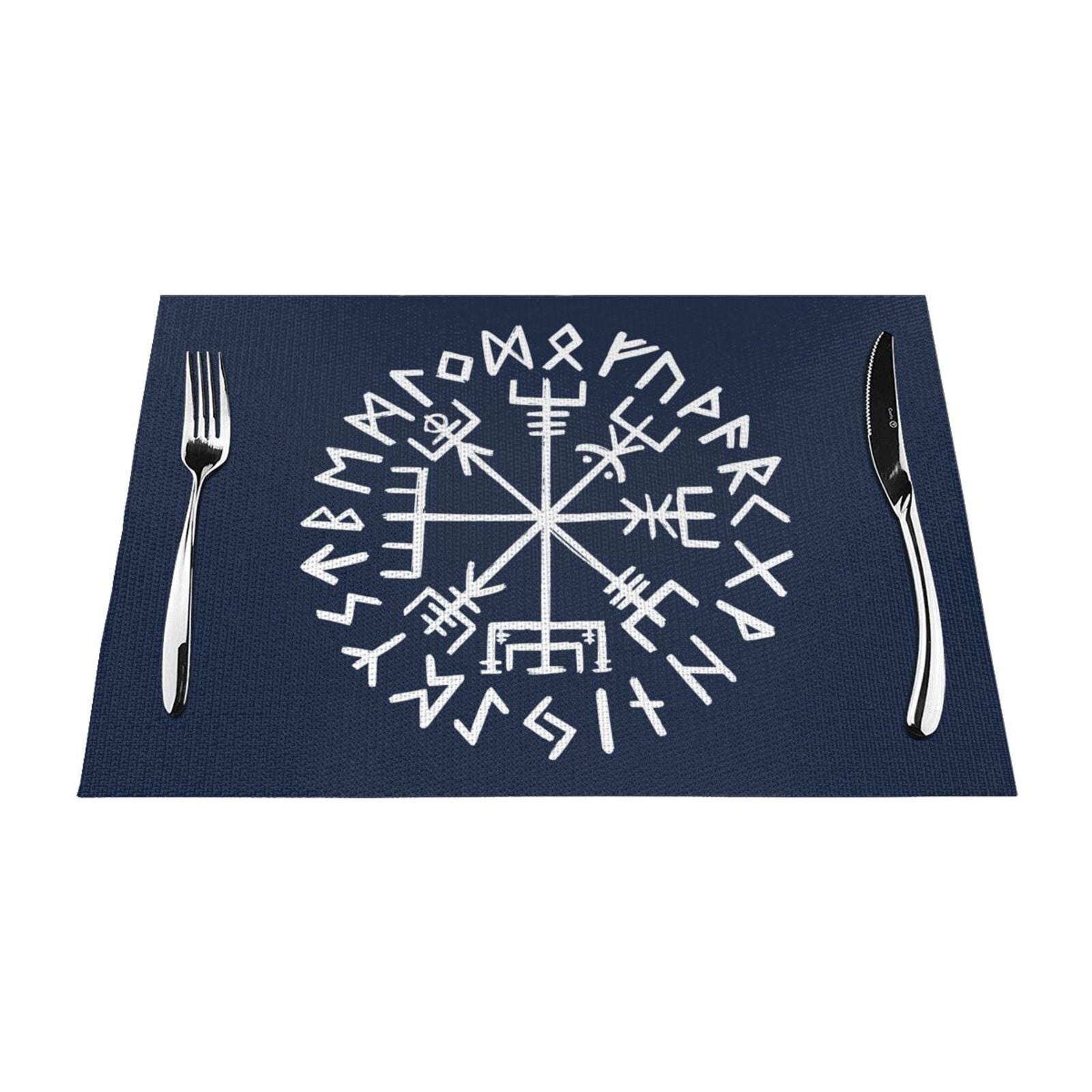 LNWH Vegvisir Symbol Ancient Nordic Compass Pattern Placemats, 4 PCS ...
