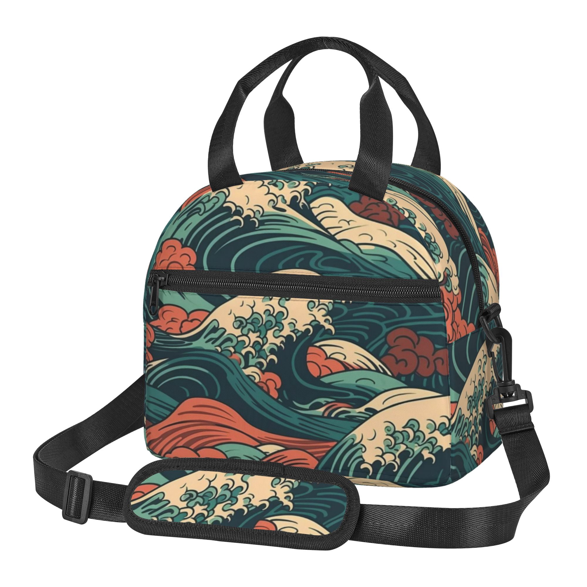 LNWH Vintage Japanese Crashing Wave Pattern Lunch Bag, Reusable High ...