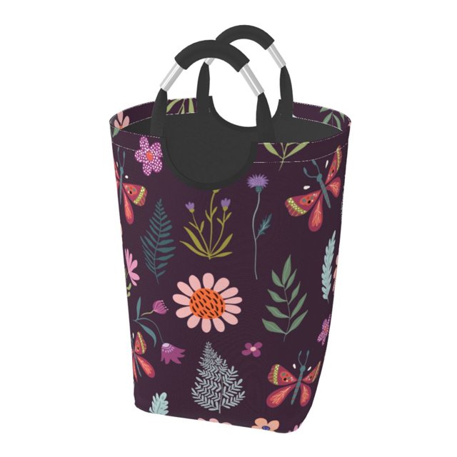 LNWH Vintage Spring Butterfly Floral Doodle Art Pattern Laundry Basket ...