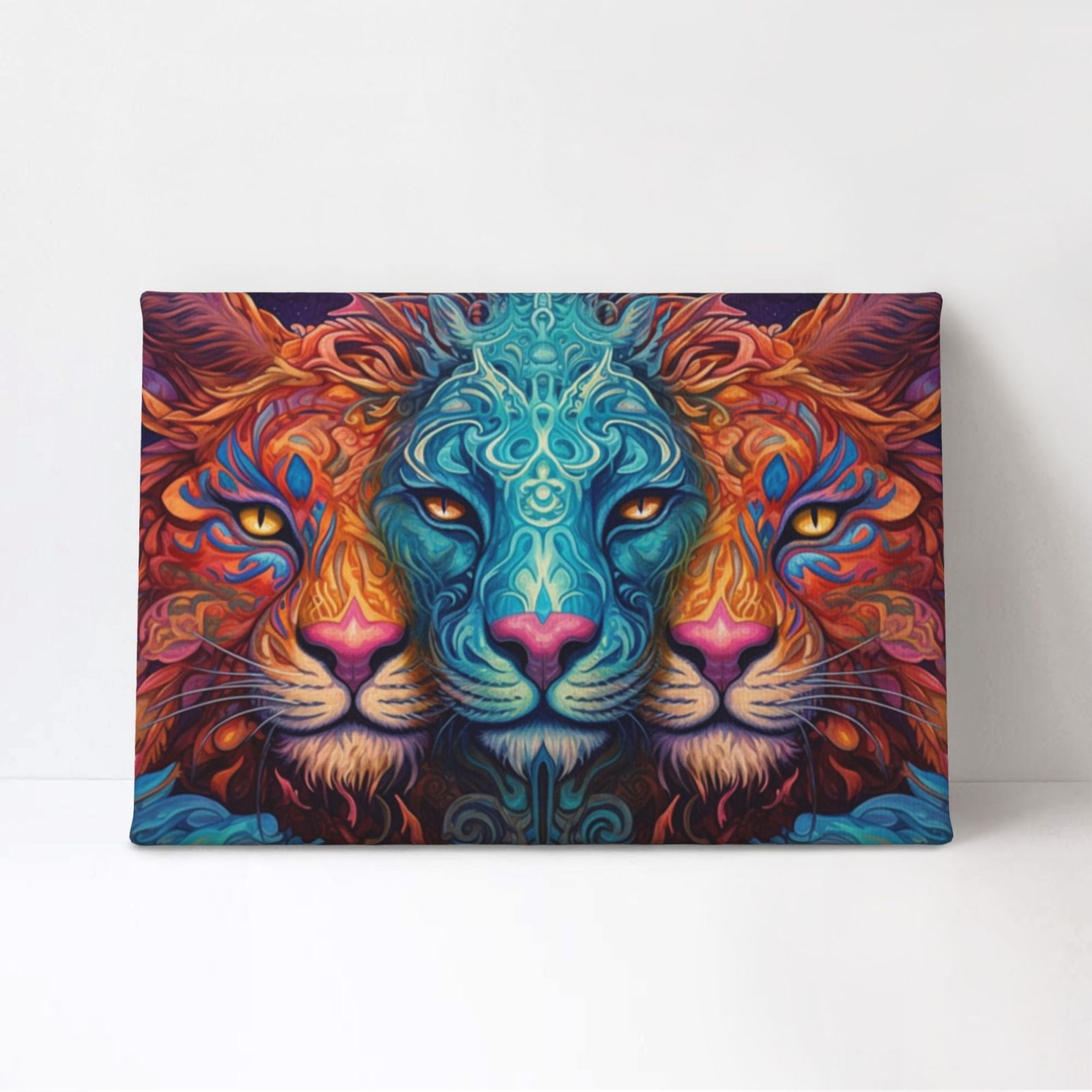 LNWH Wall Art Prints, Fantasy Two Lions Art Pattern Canvas Painting for ...