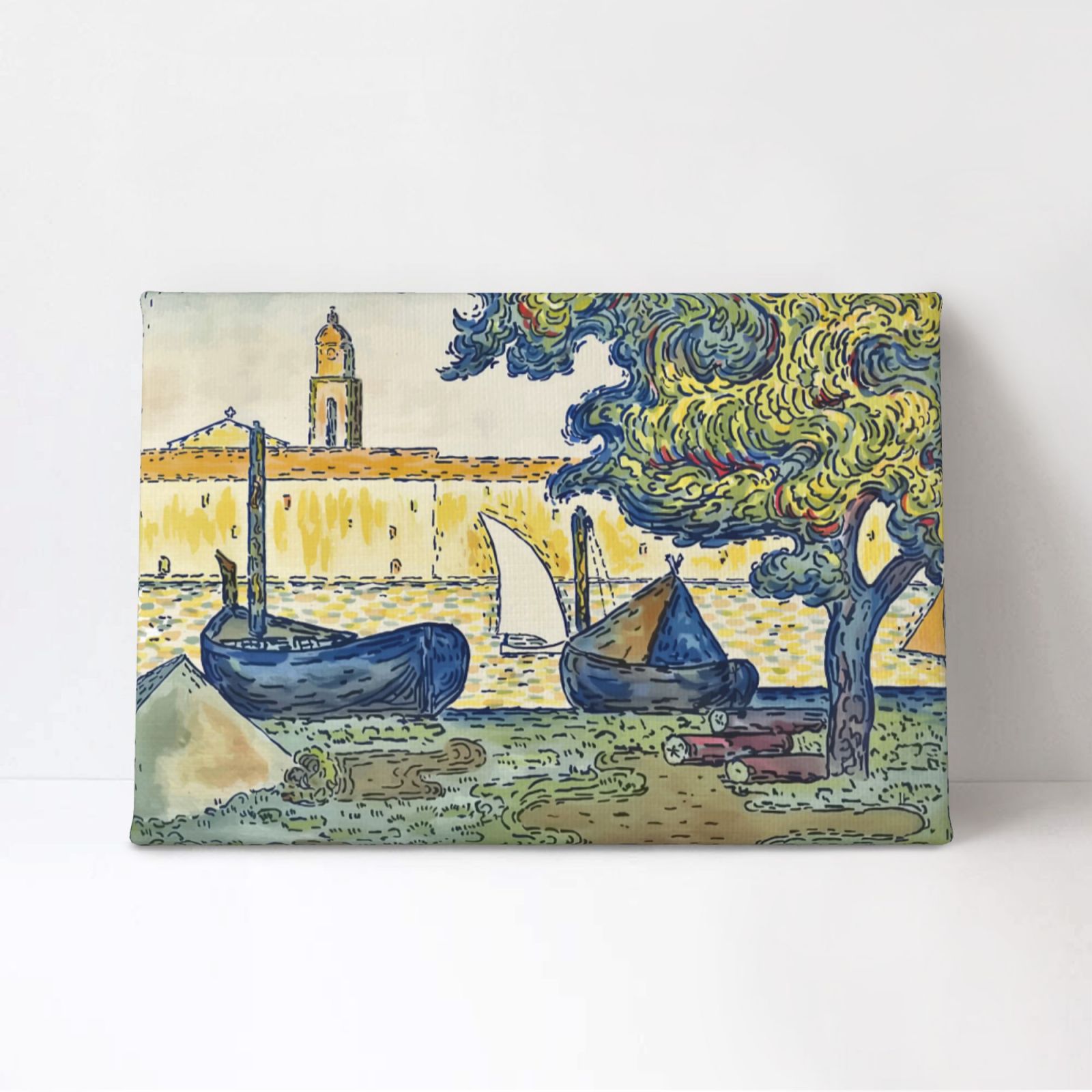 LNWH Wall Art Prints, Vintage Harbor Boat Painting Pattern Canvas ...
