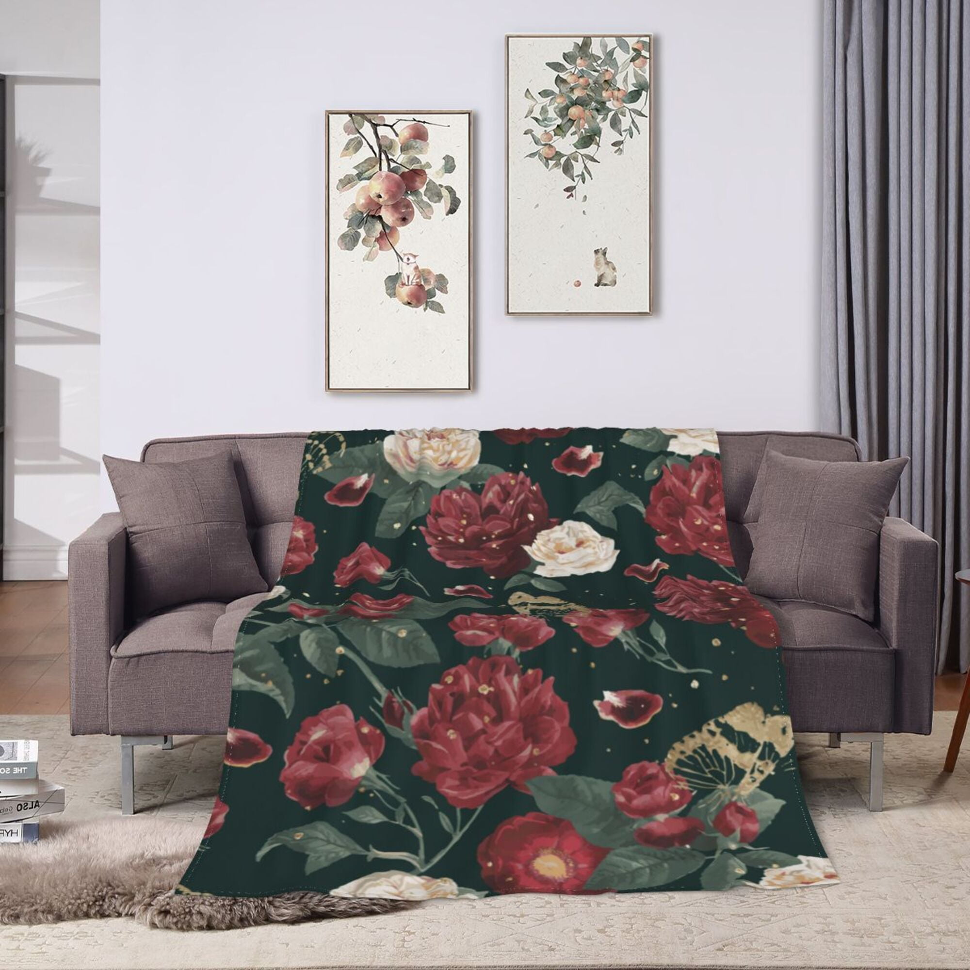 LNWH Watercolor Abstract Rose Pattern Throw Blanket, Fluffy Soft Cozy ...