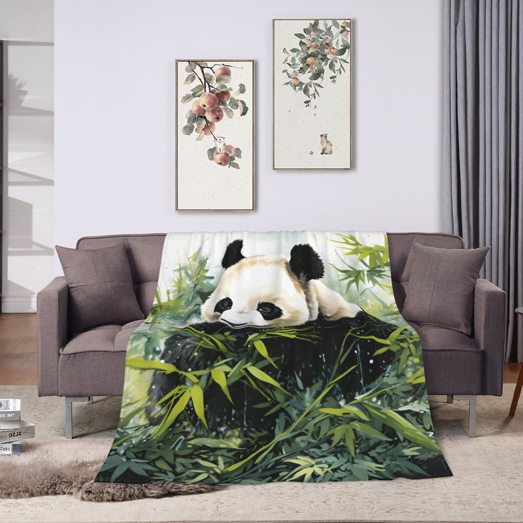 LNWH Watercolor Panda Illustration Art Pattern Throw Blanket, Fluffy ...