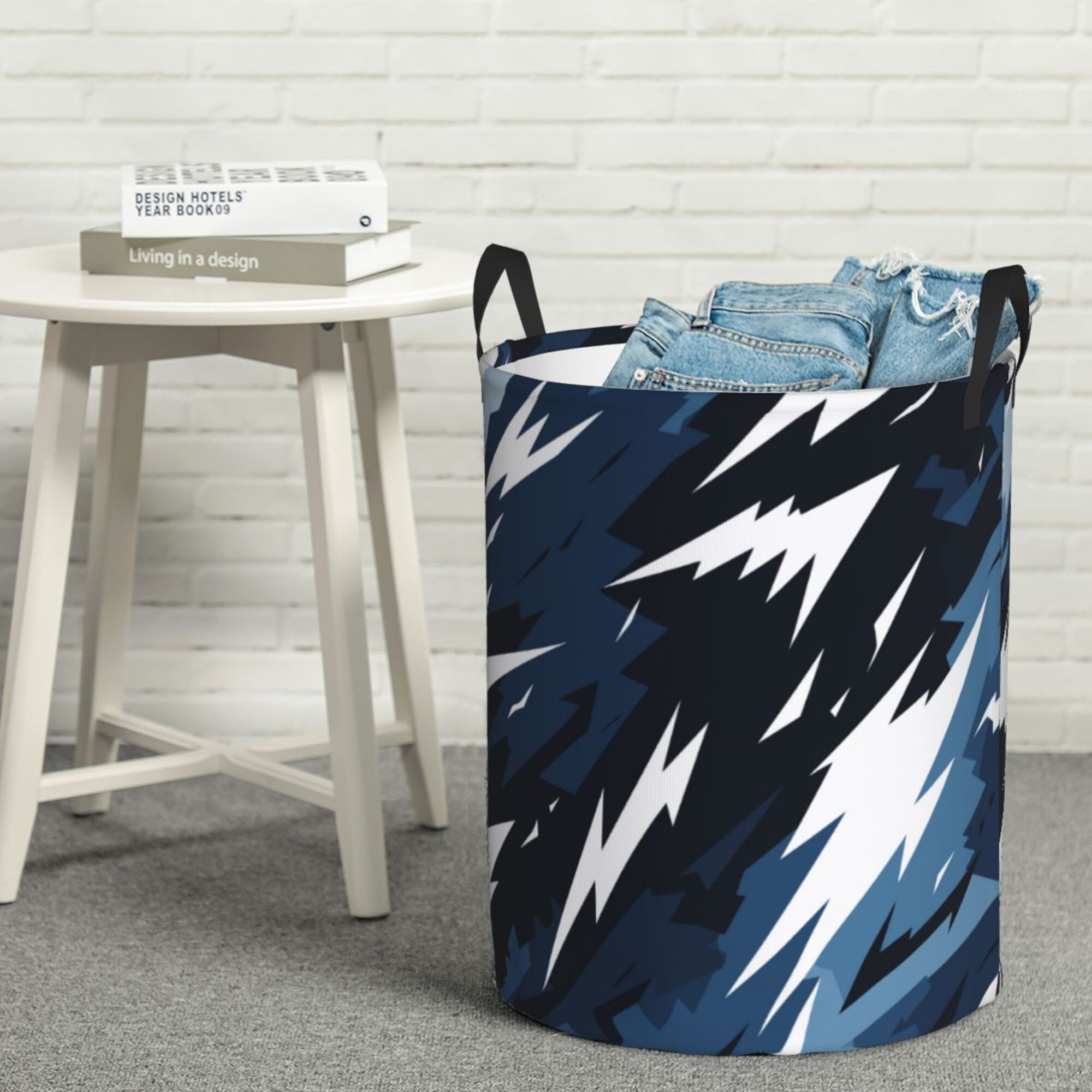 LNWH Waterproof Laundry Basket with Handles, Abstract Black and White ...