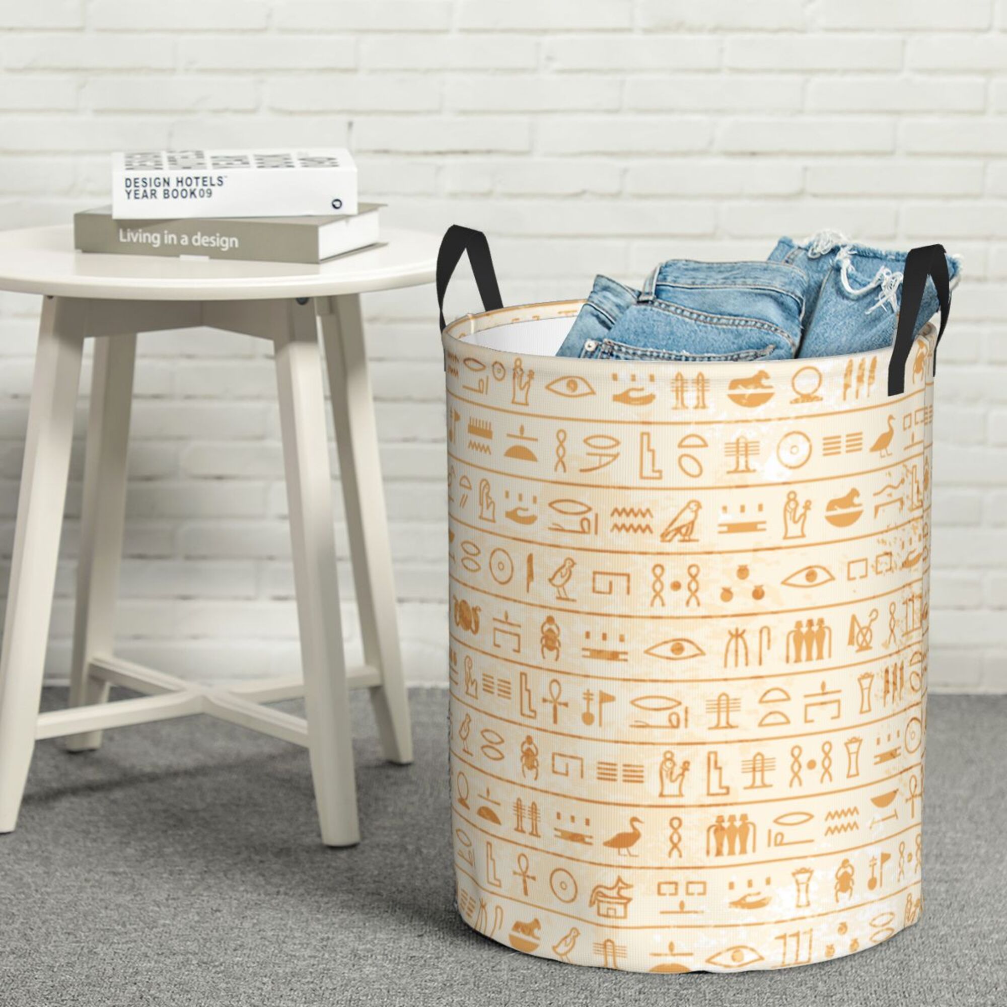LNWH Waterproof Laundry Basket with Handles, Ancient Egypt Hieroglyphs ...