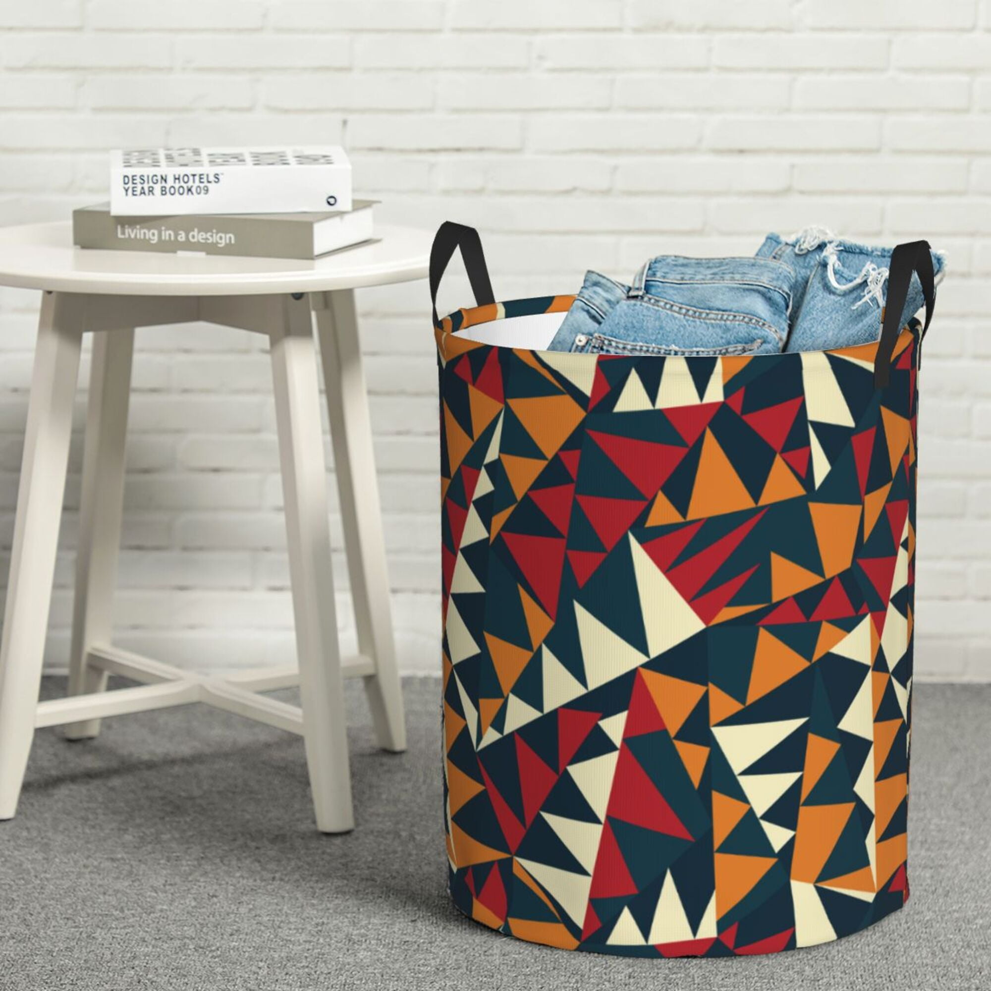 LNWH Waterproof Laundry Basket with Handles, Aztec Abstract Triangle ...