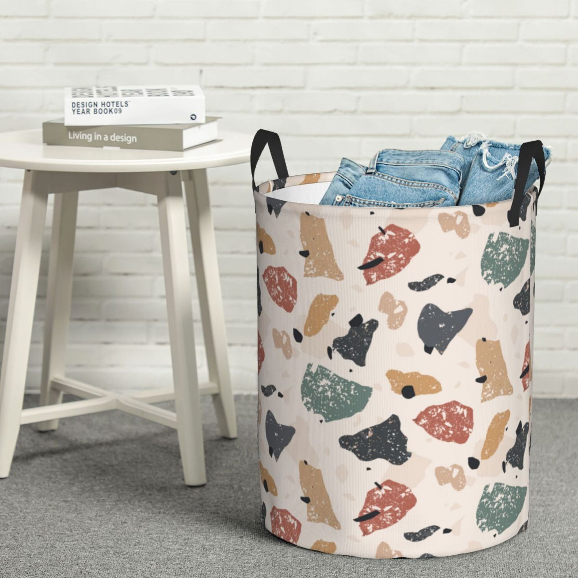 LNWH Waterproof Laundry Basket with Handles, Hand Painted Colorful ...