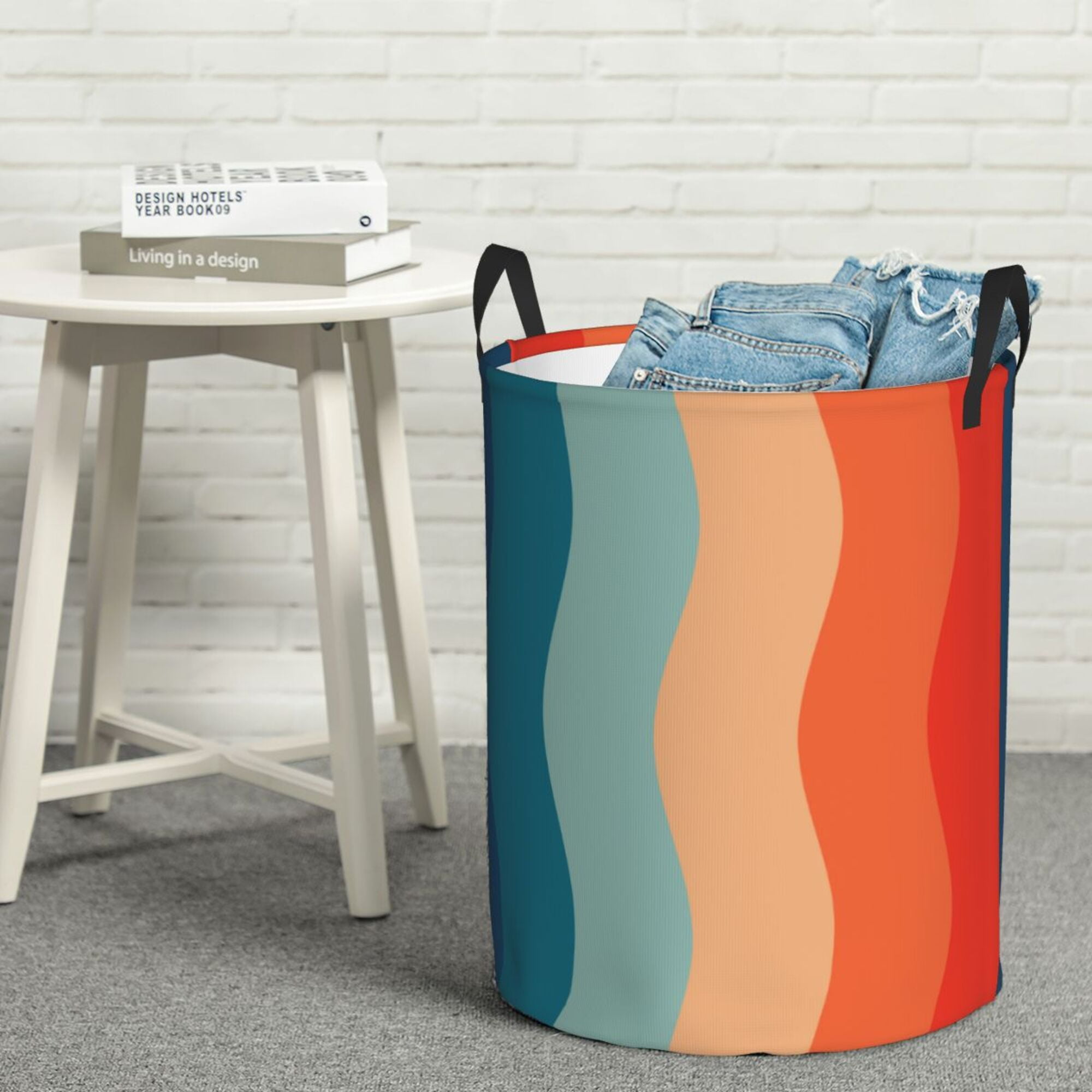 LNWH Waterproof Laundry Basket with Handles, Modern Colorful Geometric ...