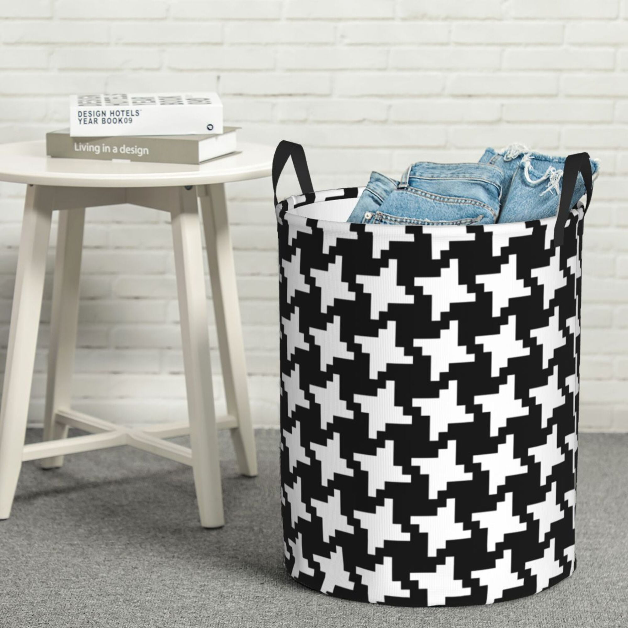 LNWH Waterproof Laundry Basket with Handles, Retro Style Goose Foot ...