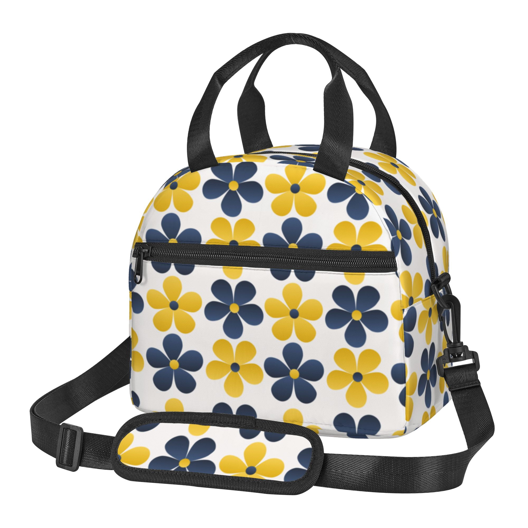 LNWH Yellow Floral Texture Background Pattern Lunch Bag, Reusable High ...