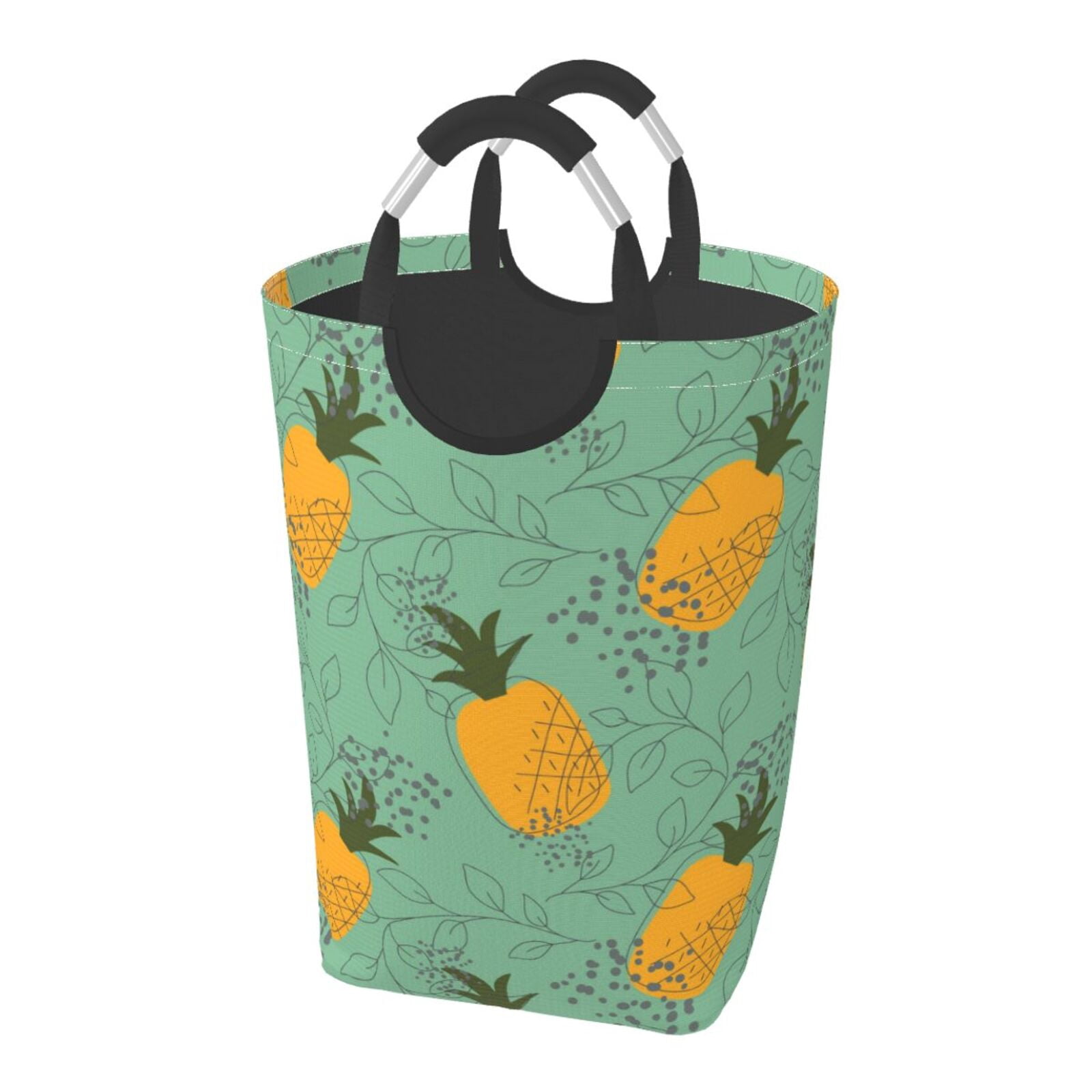 LNWH Yellow Pineapple Blue Background Pattern Laundry Basket, 50L Large ...