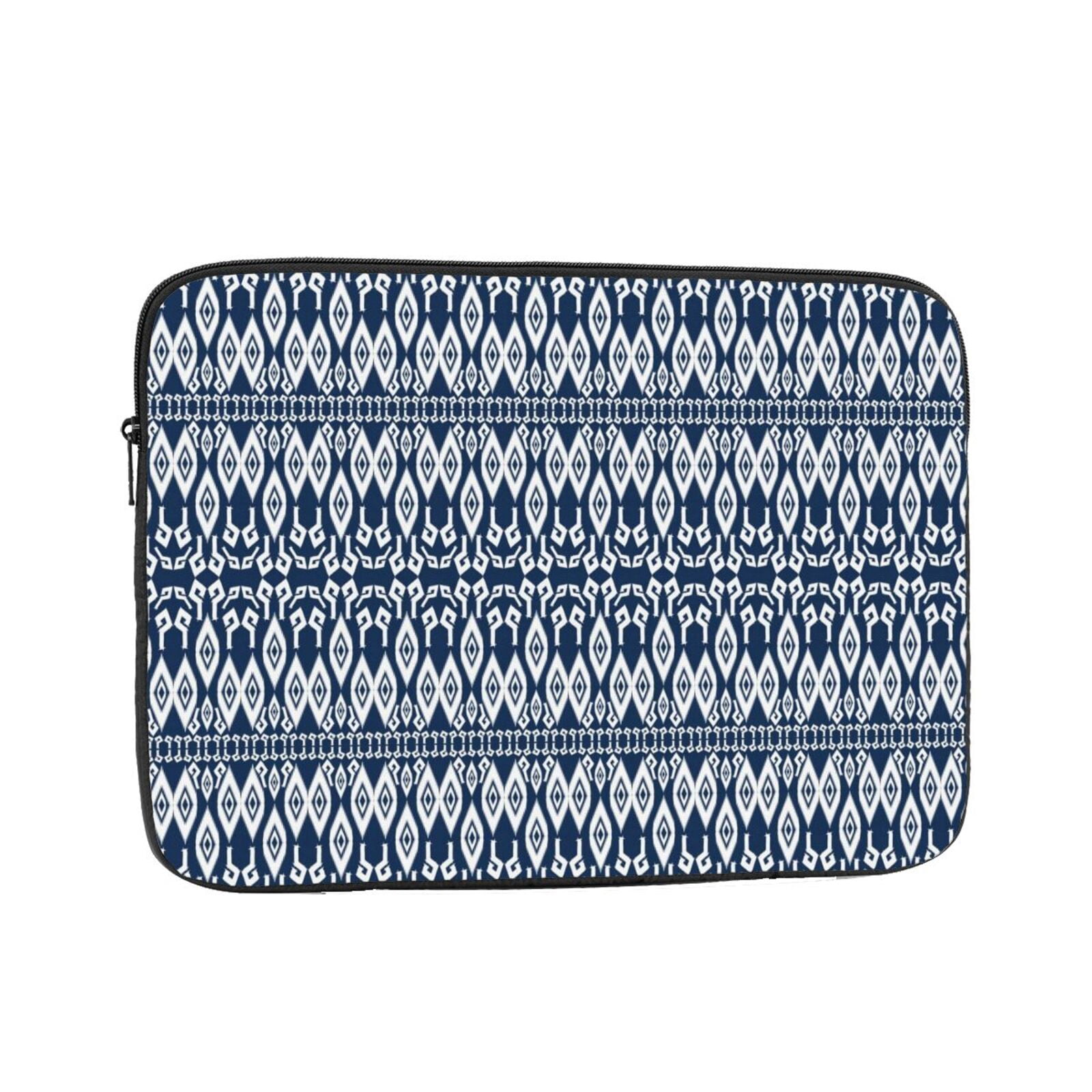 LNWH Zigzag Boho Indigo White Pattern Laptop Sleeve, Notebook Computer ...