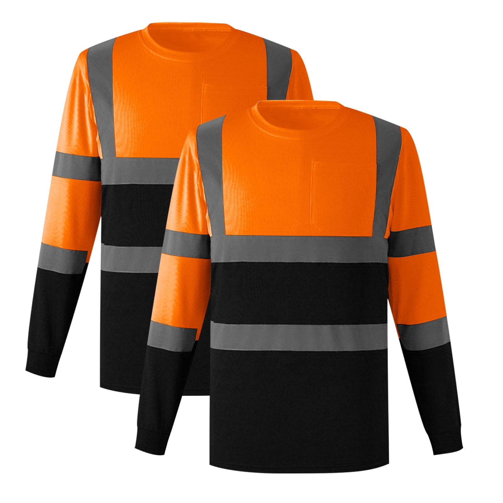 LNWUY 2 Pack Safety Tops High Visibility Long Sleeve Crewneck T Shirt ...