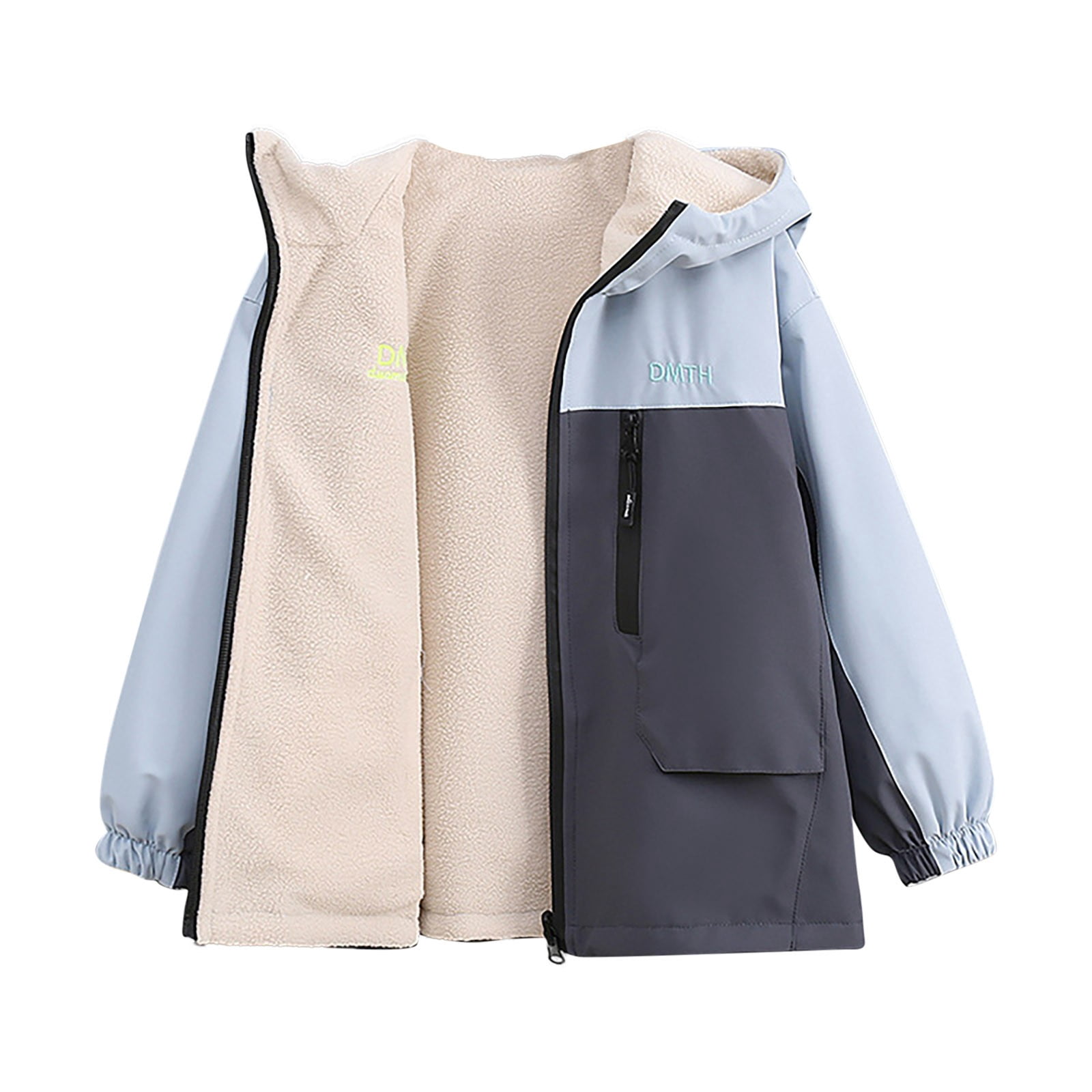 LNWUY Boys Girls Waterproof Rain Jacket Reversible Fleece Lined Hooded ...