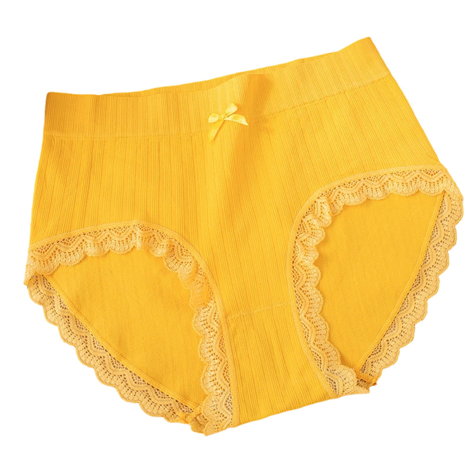 LNWUY Cotton Panties for Womens Fashion High Waist Lace Trim Bow ...