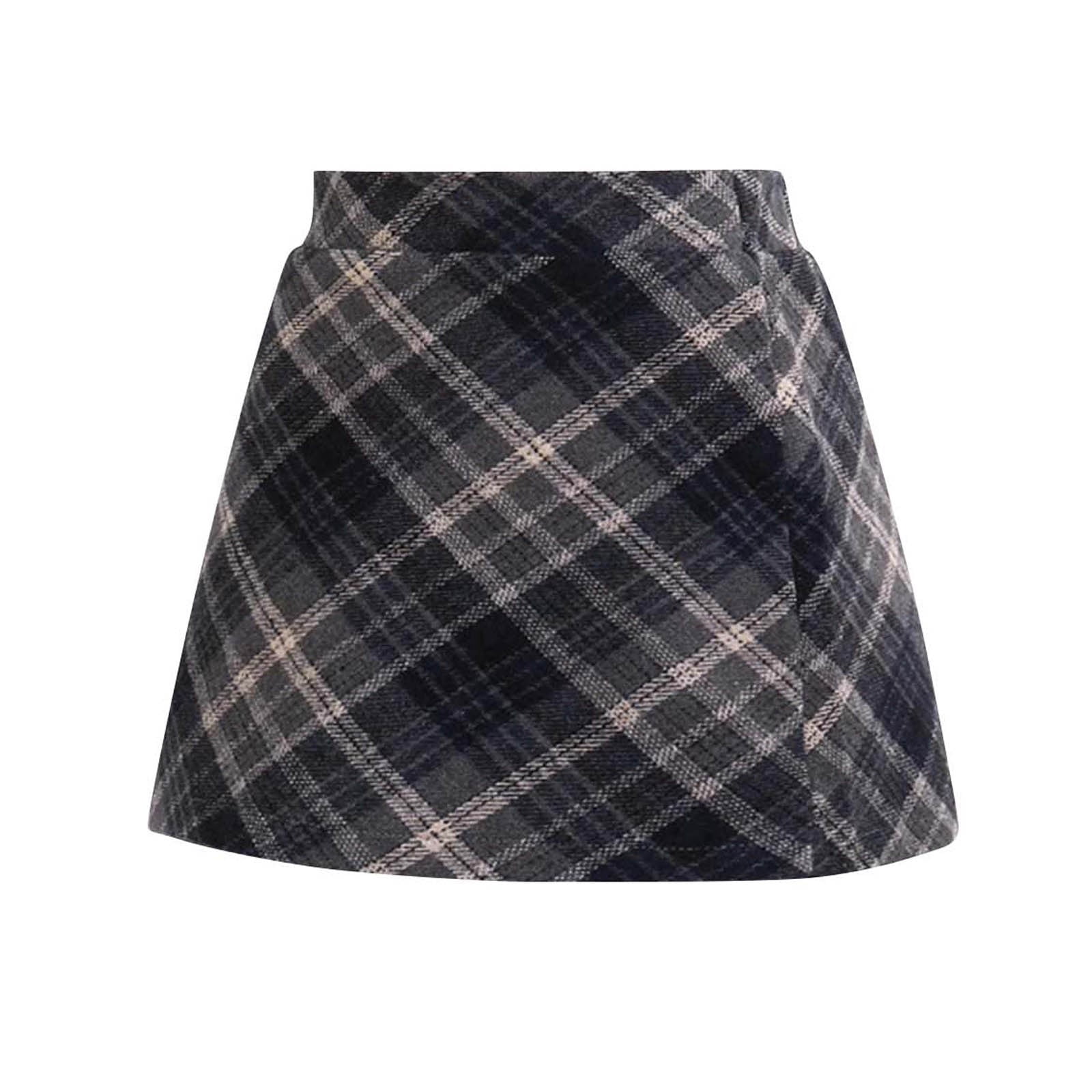 LNWUY Girl's Plaid Tweed Skirt Fall and Winter Half-Body Skirt College ...
