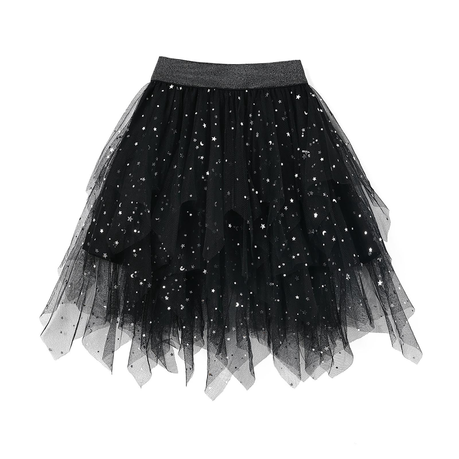 LNWUY Girls Sweet Layered Irregular Sequined Mesh Color Matching Short ...