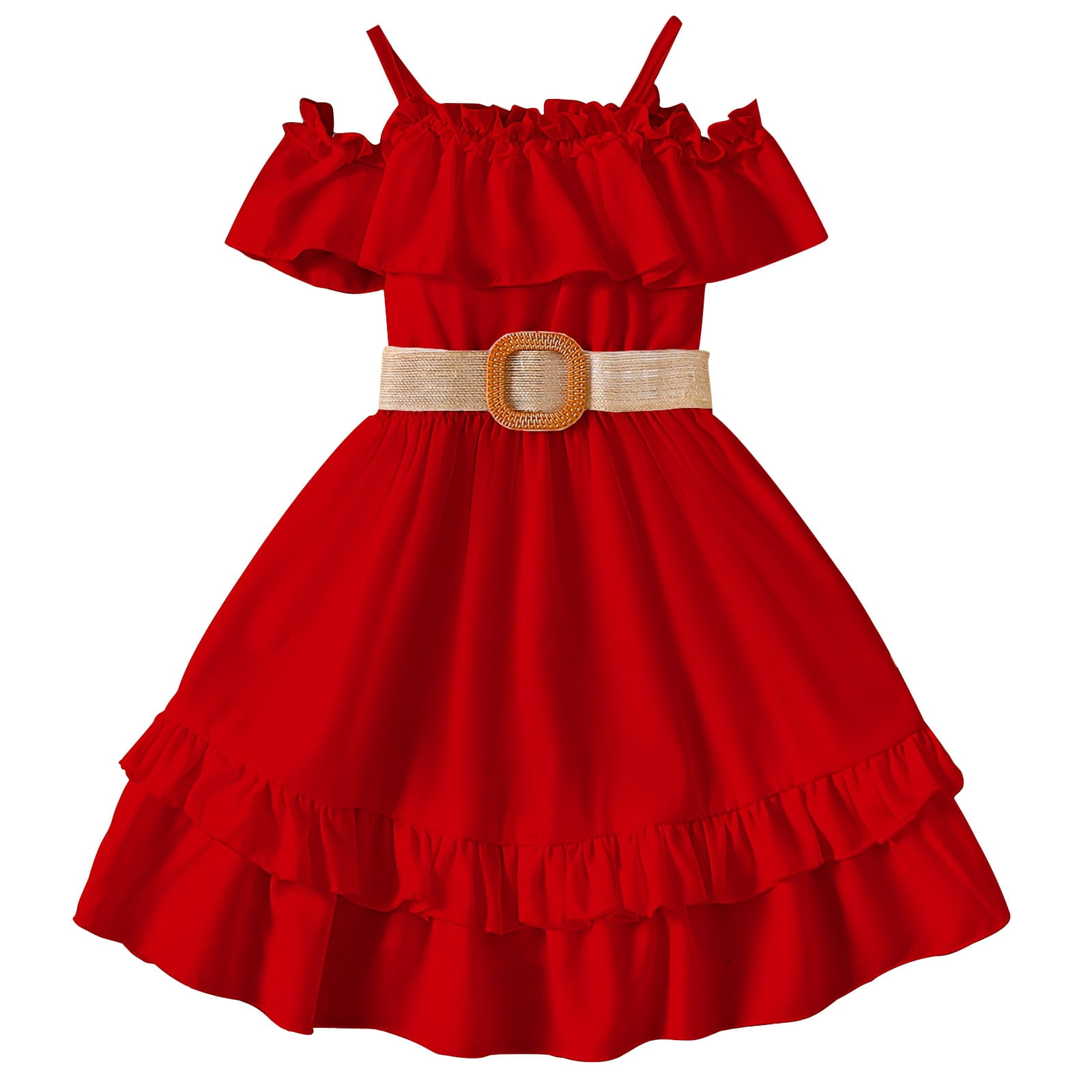 LNWUY Kids Girls Fashion Cute Solid Dress Strapless Knee Length Chiffon ...