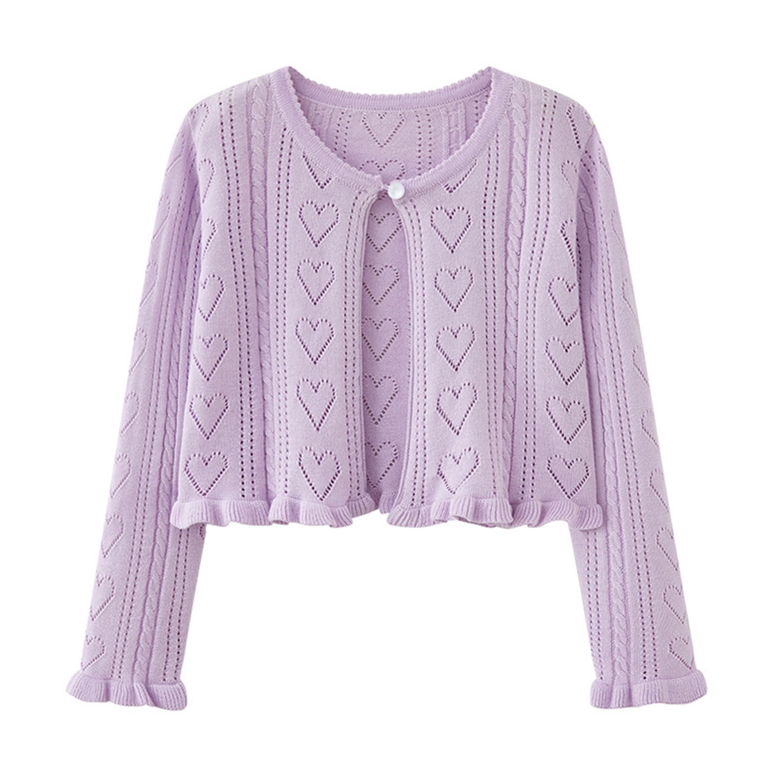 LNWUY Kids Little Girls Cotton Knitted Cardigan Long Sleeve Lace Flower ...