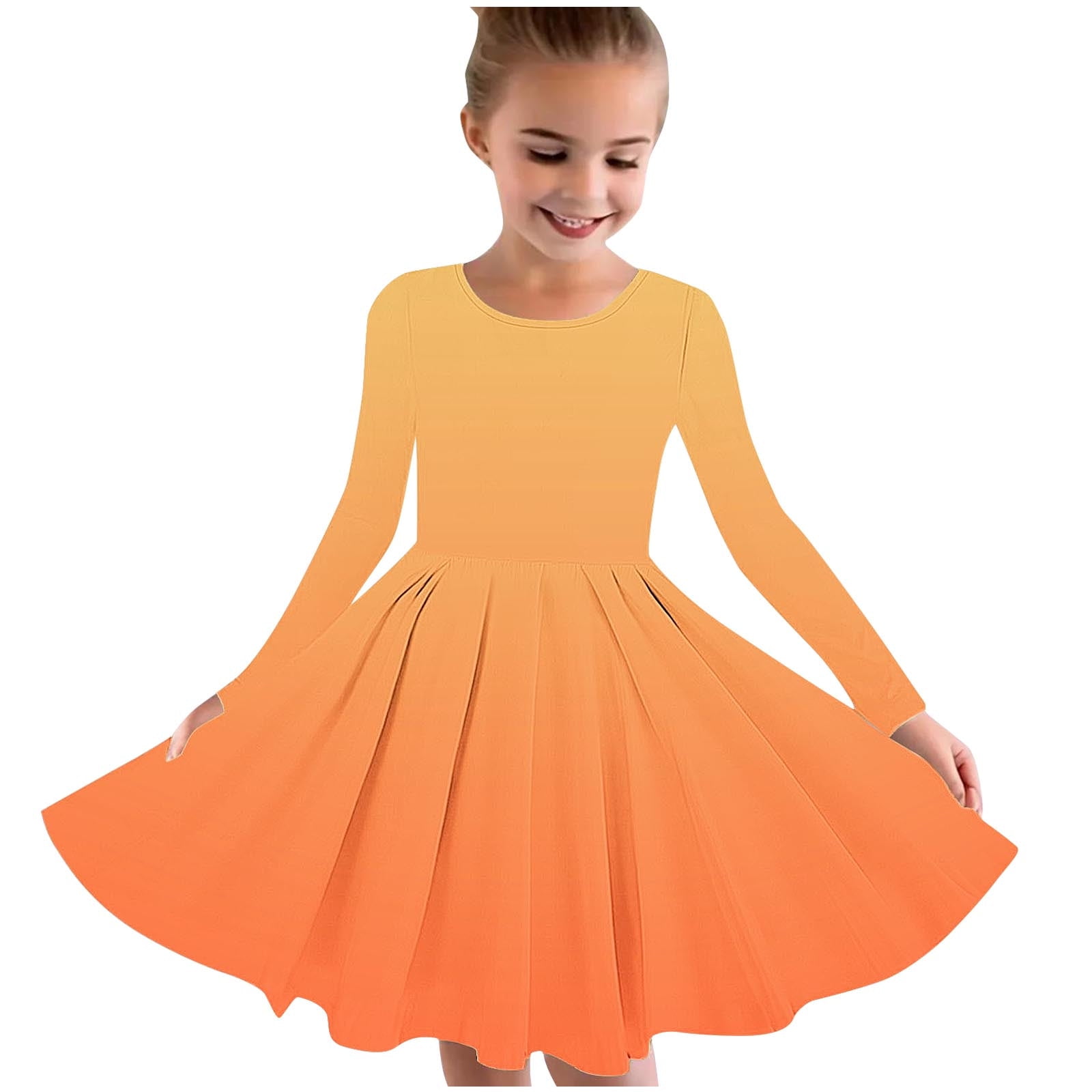 LNWUY Long Sleeve Girls Dress Toddler Fall Dresses Skater Twirl Cotton ...