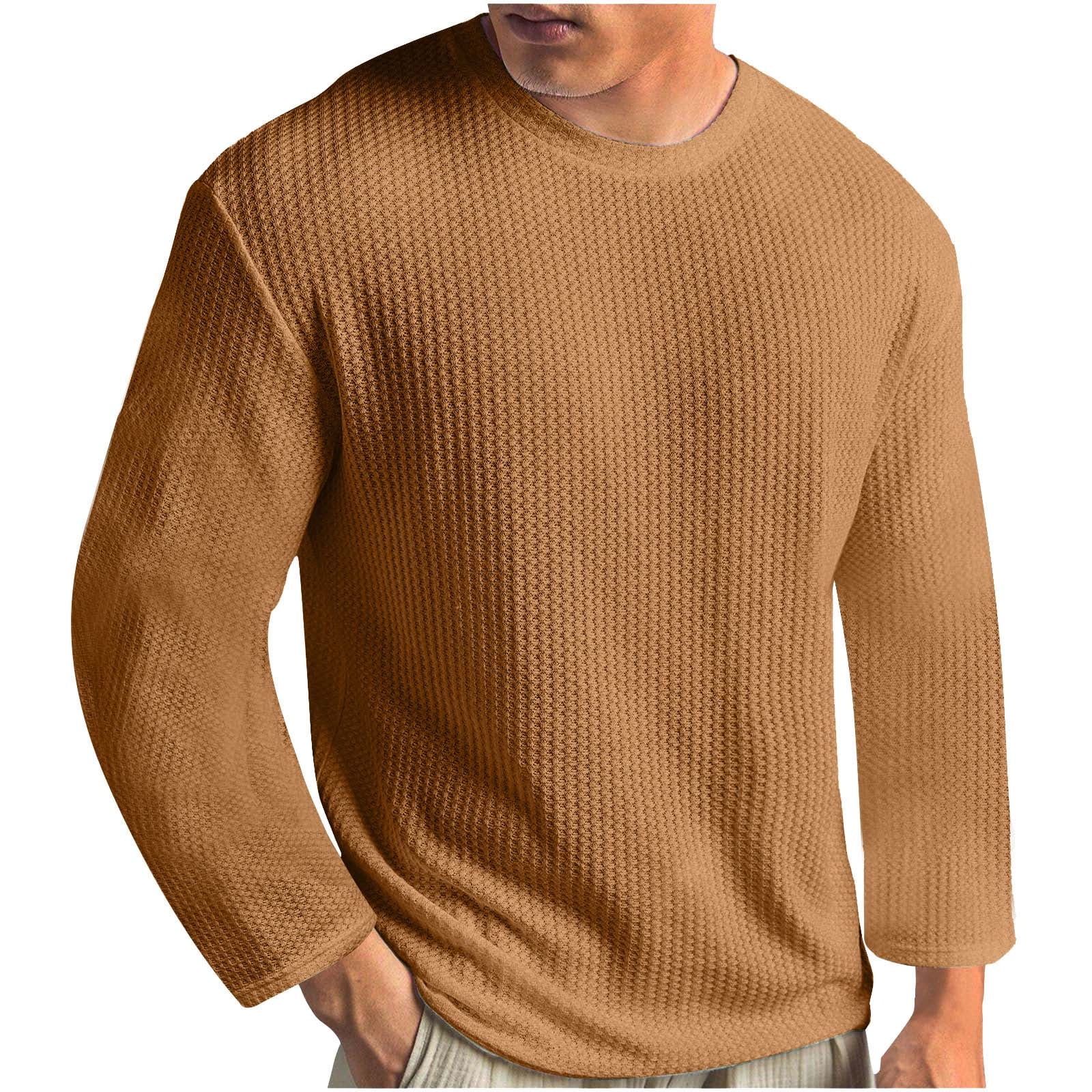 LNWUY (M-5XL)Big and Tall Men's Long Sleeve Shirts Soft Comfy Breathable Waffle Pullover Sweater ...