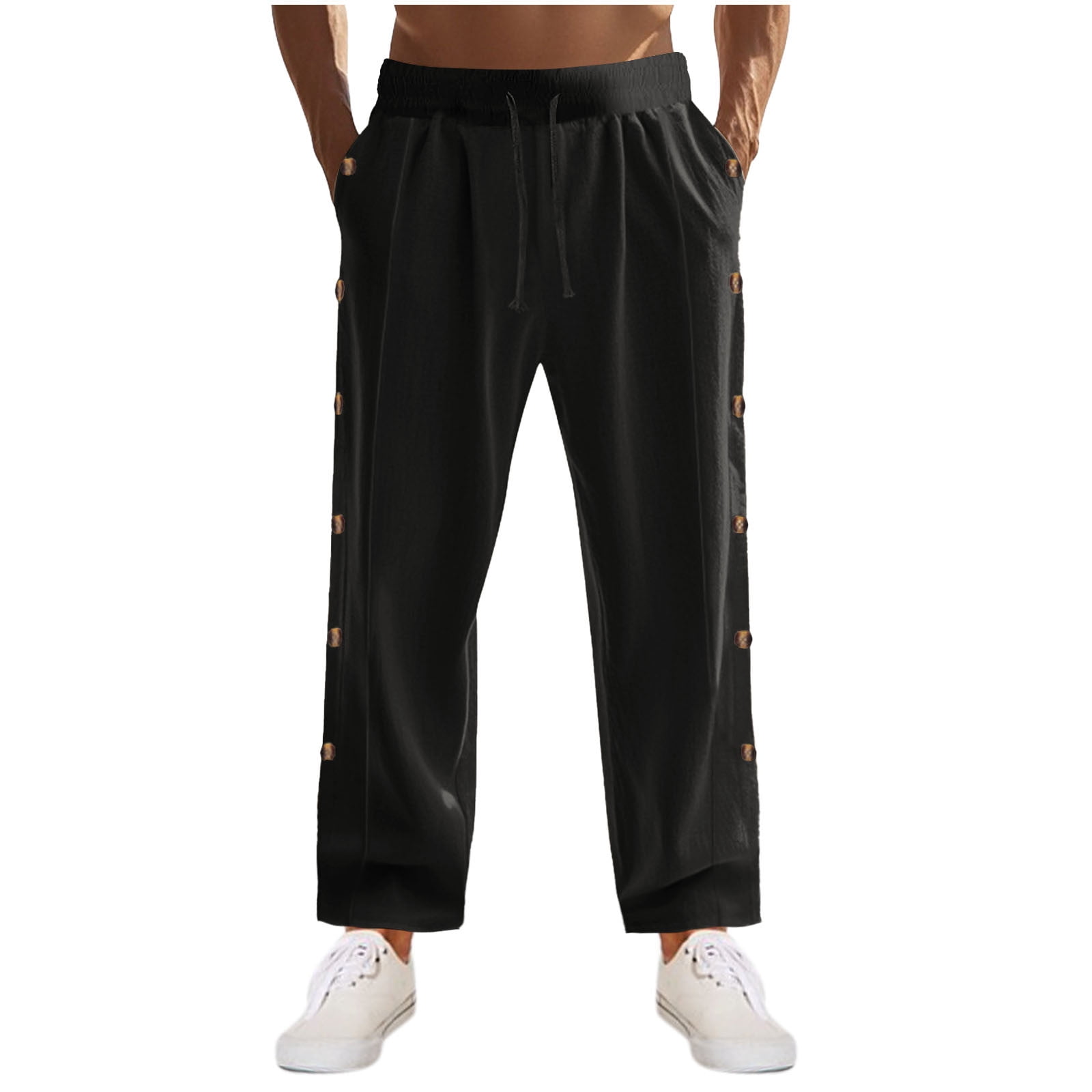 LNWUY Men Tear Away Basketball Pants Athletic High Split Snap Button ...
