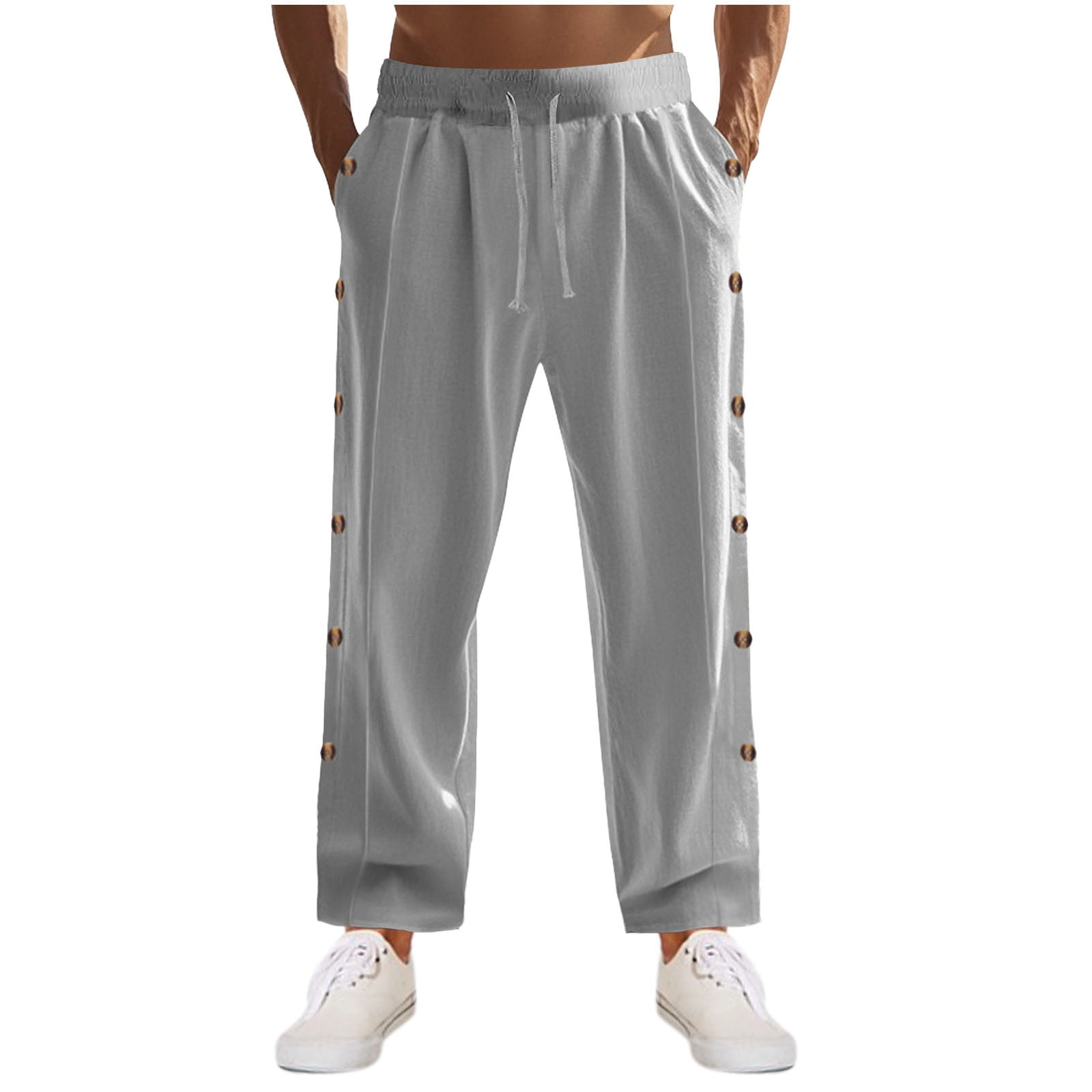 LNWUY Men Tear Away Basketball Pants Athletic High Split Snap Button Sweatpants Baggy Lounge ...