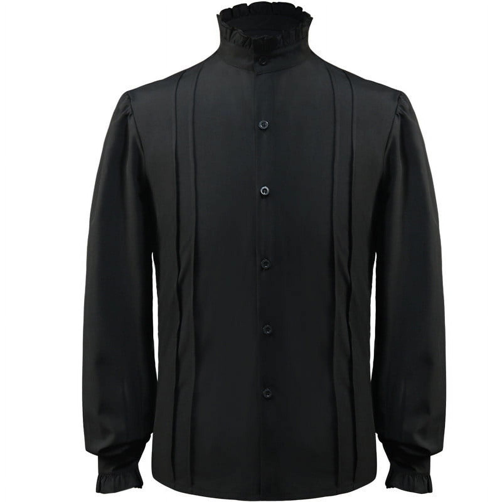 LNWUY Men's Button Jacquard Long Sleeve Turtleneck Shirt Renaissance ...