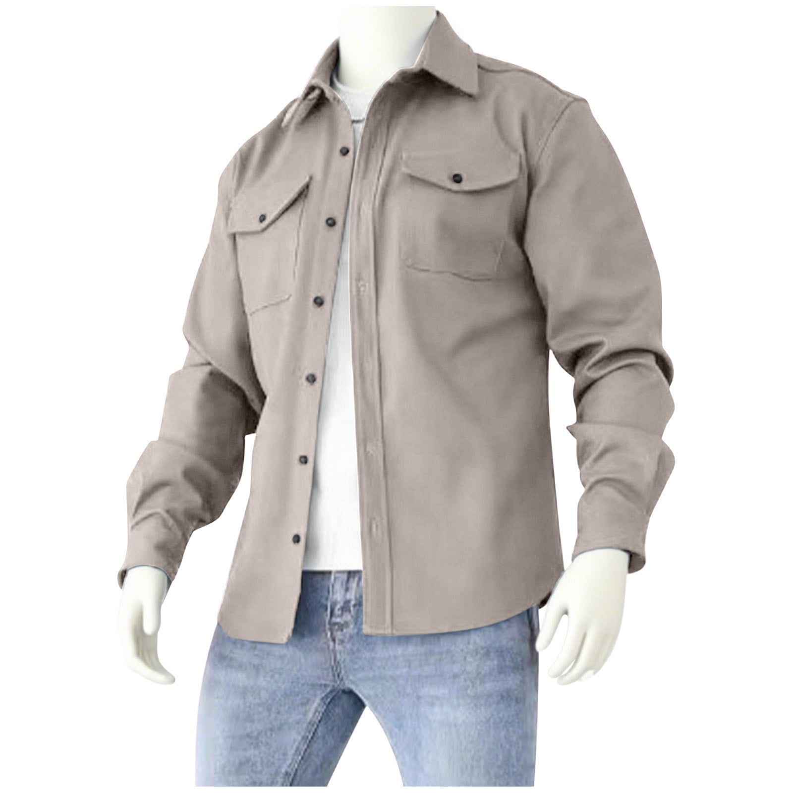 LNWUY Men's Cotton Button Down Shirts Jacket Lightweight Shirt with ...