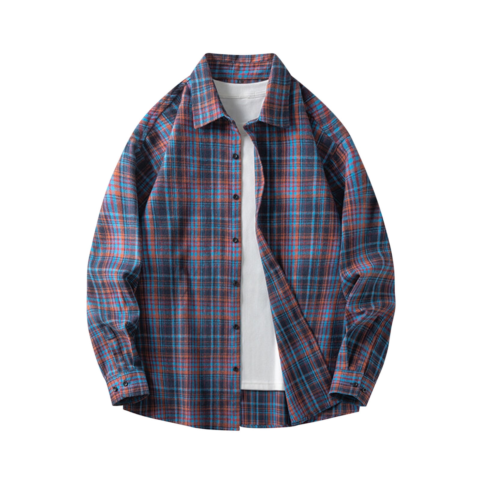 LNWUY Men's Plaid Flannel Shirts Button Down Long Sleeve Regular-Fit ...