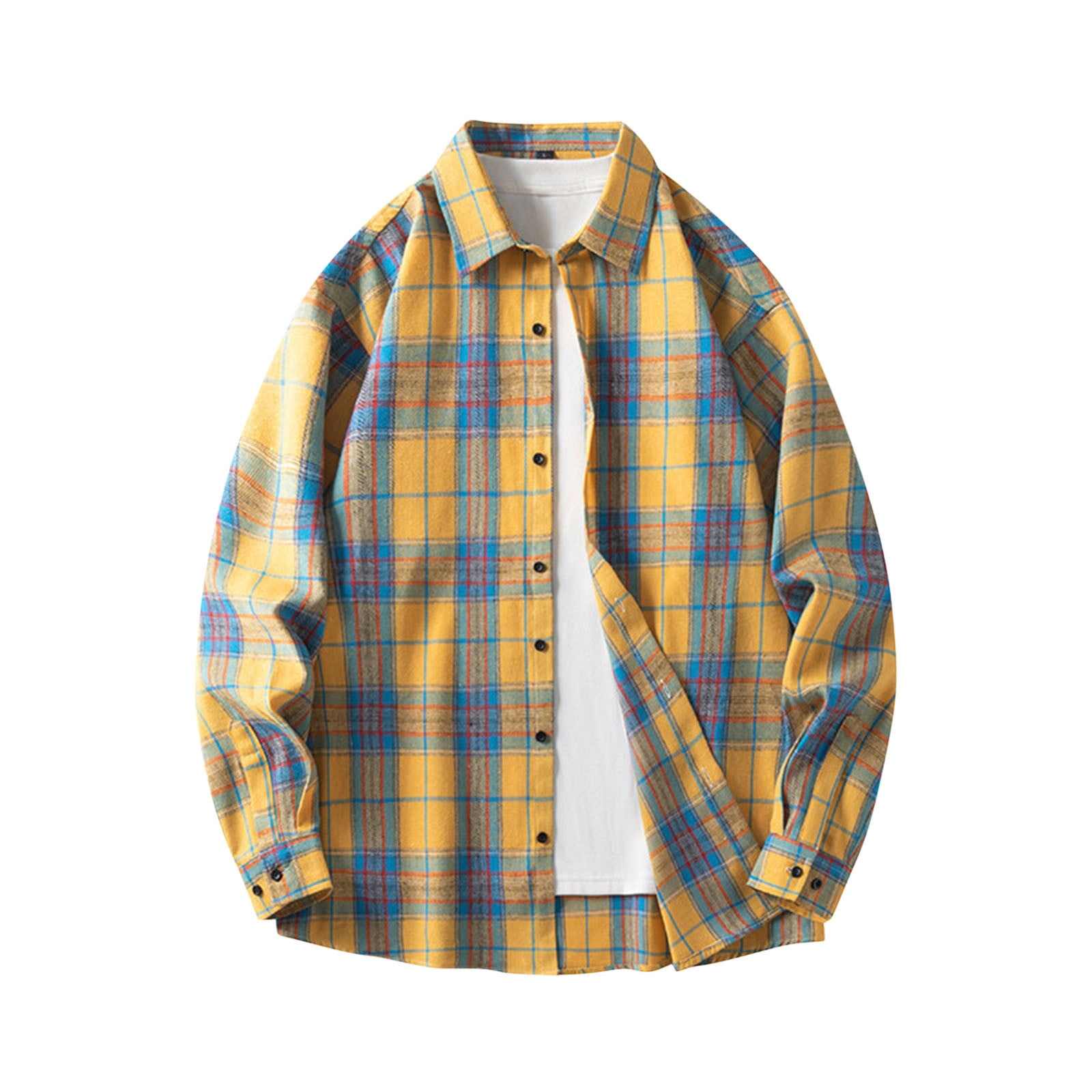 LNWUY Men's Plaid Flannel Shirts Button Down Long Sleeve Regular-Fit ...
