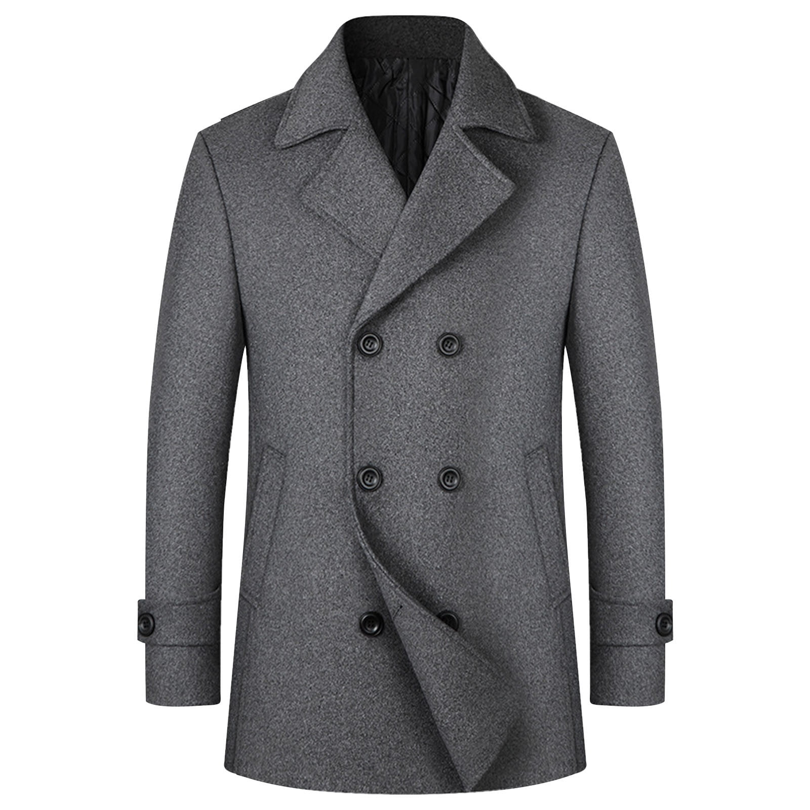 LNWUY Men's Solid Fashion Trench Peacoat Classic Notched Collar ...