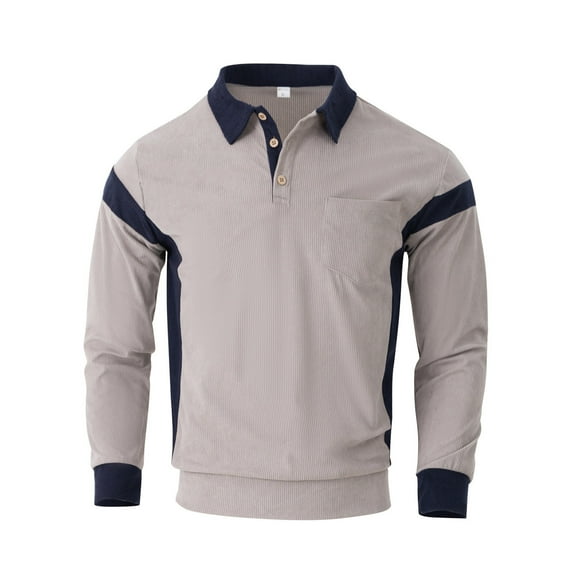 LNWUY Mens Corduroy Shirt Color Block 1/4 Button Up Tops with Chest ...