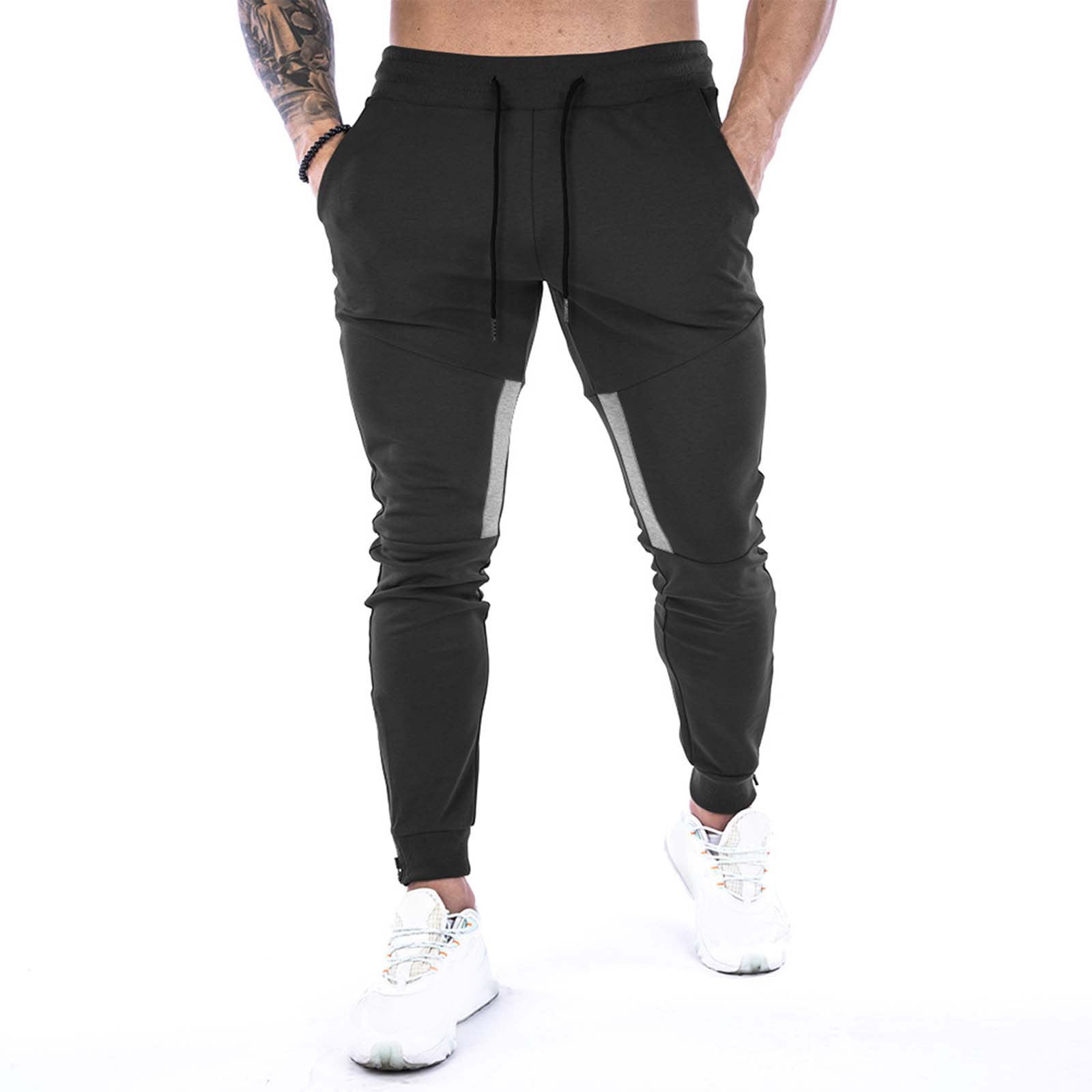 LNWUY Mens Loose Comfy Sweatpants with Zipper Pockets Gym Running Pants ...