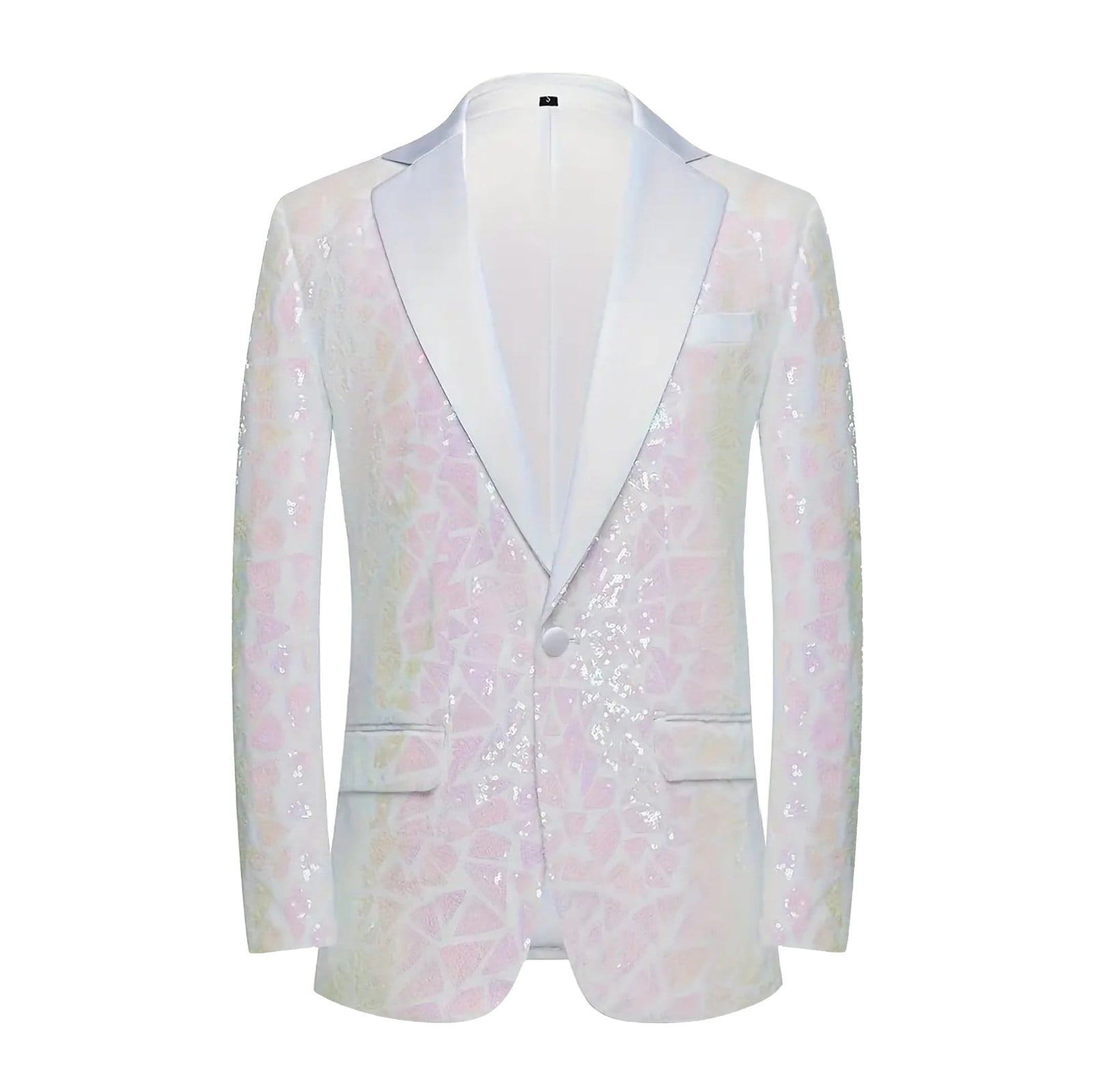 LNWUY Mens Shiny Sequin Blazer One Button Suit Jacket Shawl Lapel ...