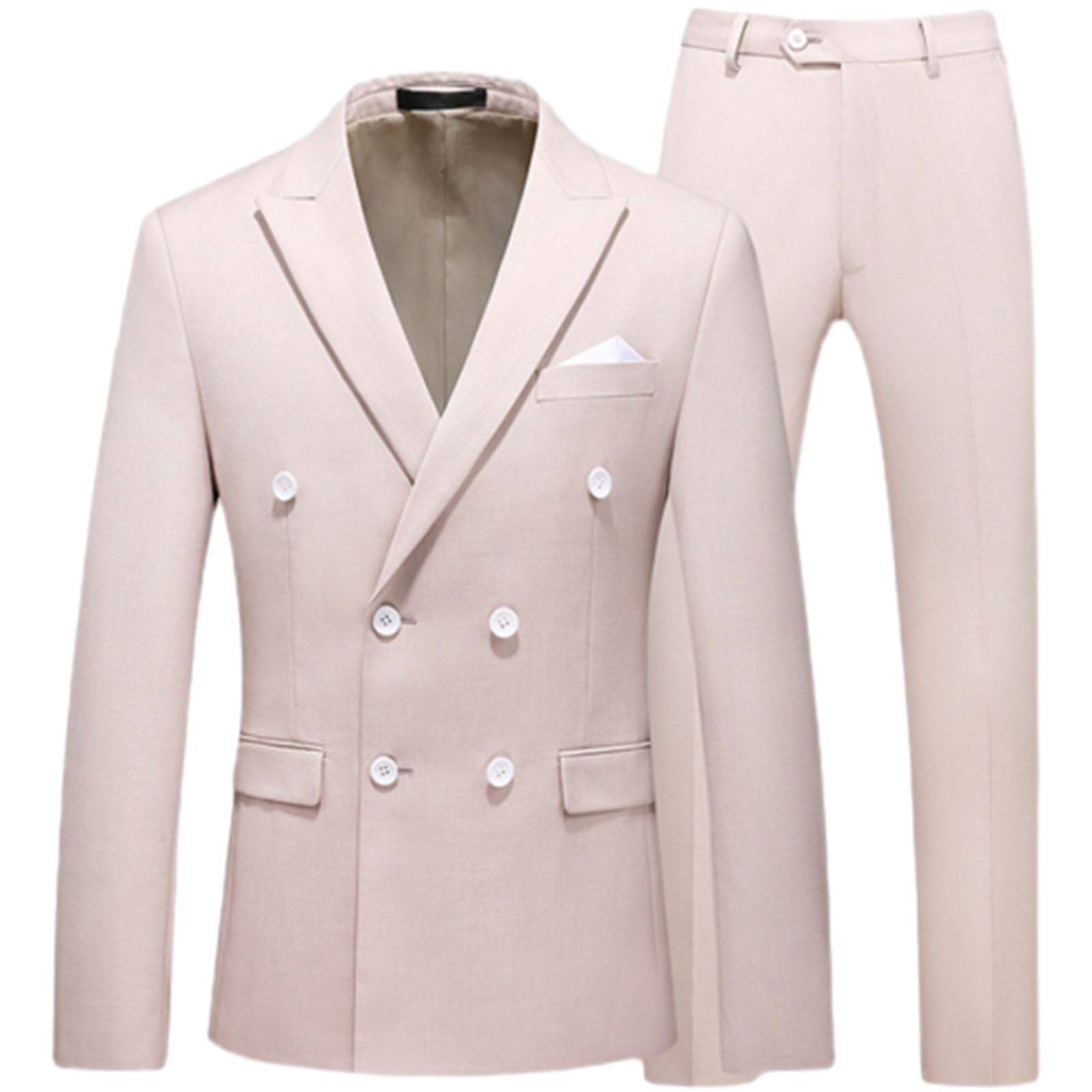 LNWUY Mens Slim Fit 2 Piece Suit Double Breasted Blazer Dress Pants ...