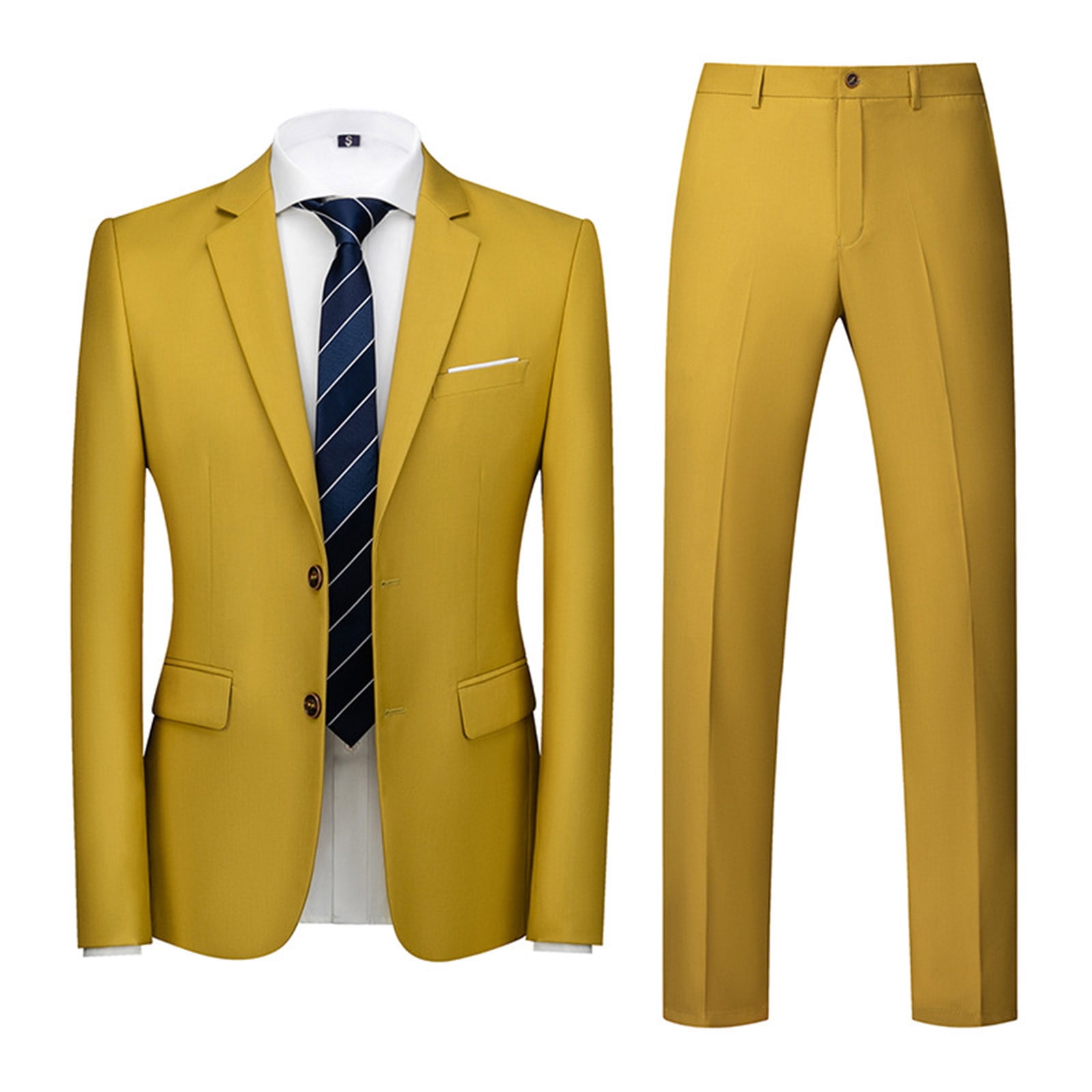 LNWUY Mens Slim Fit 2 Piece Suit Double Breasted Blazer Dress Pants ...