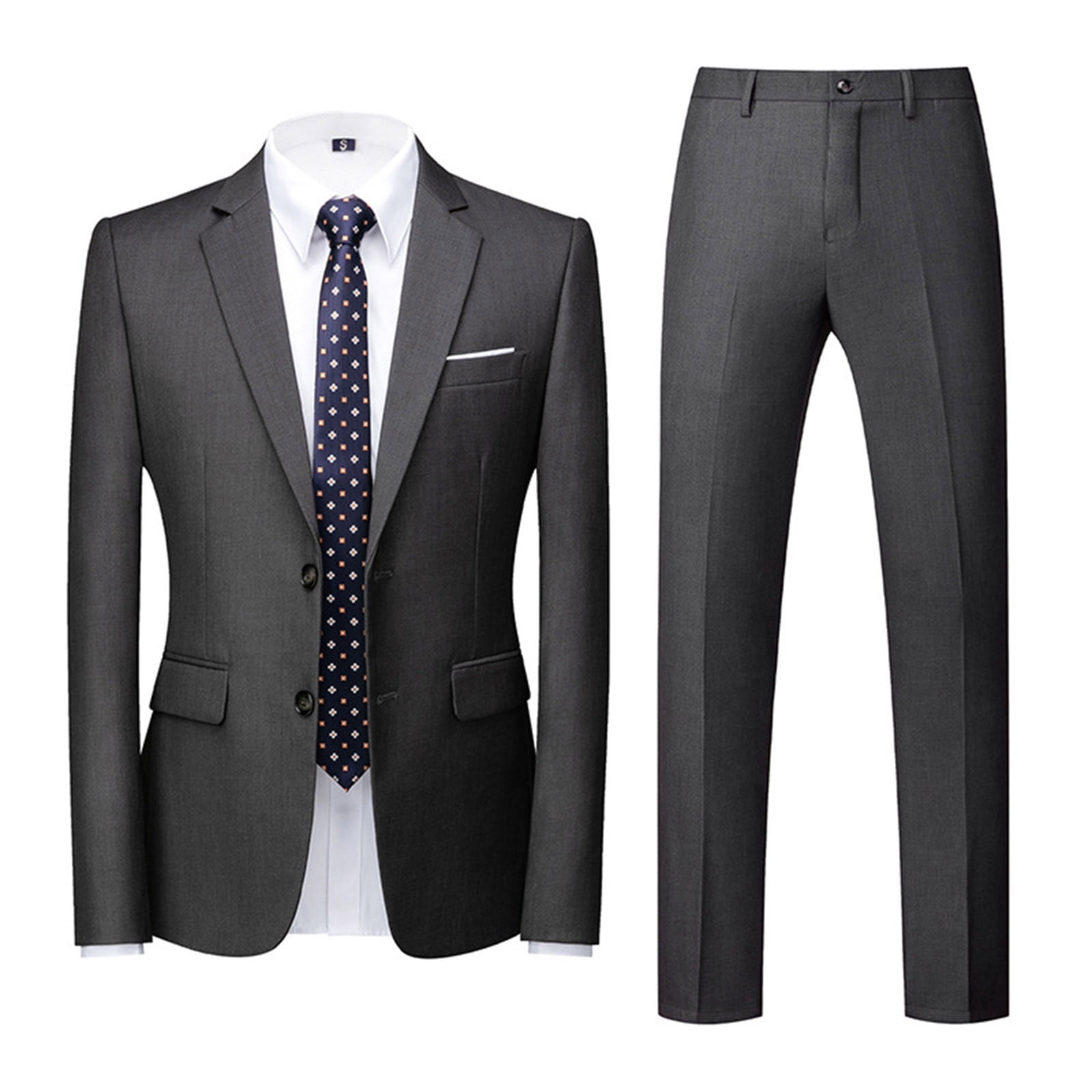 LNWUY Mens Slim Fit 2 Piece Suit Double Breasted Blazer Dress Pants Jacket Sets for Wedding ...