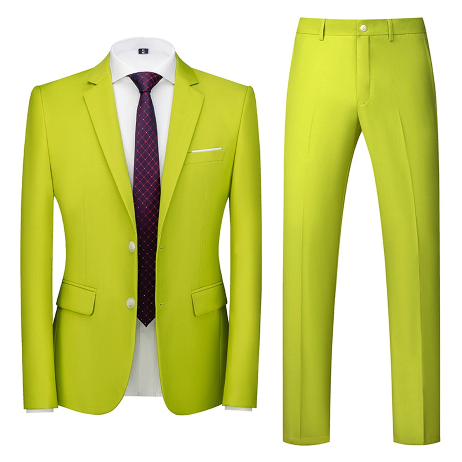 LNWUY Mens Slim Fit 2 Piece Suit Double Breasted Blazer Dress Pants ...