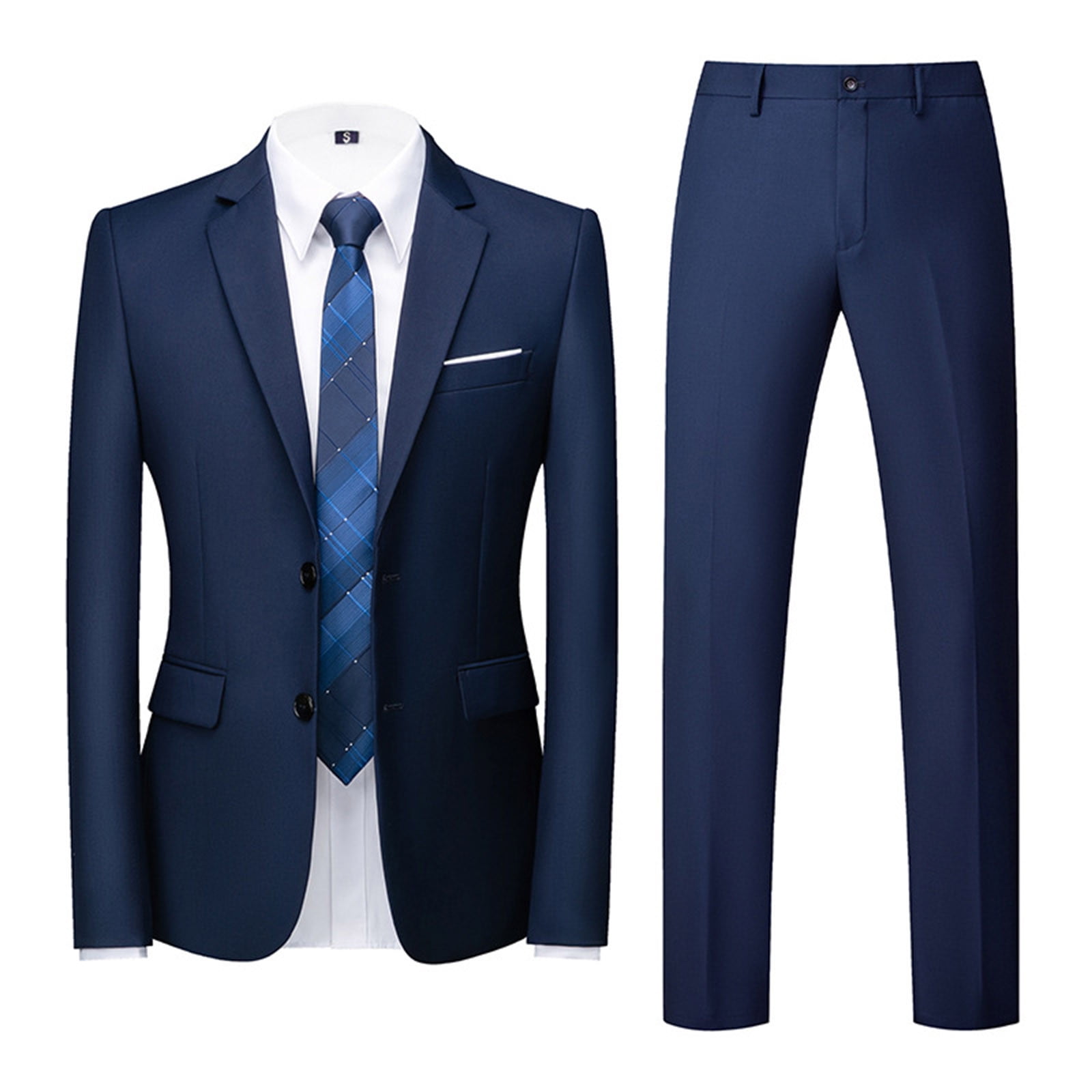LNWUY Mens Slim Fit 2 Piece Suit Double Breasted Blazer Dress Pants ...