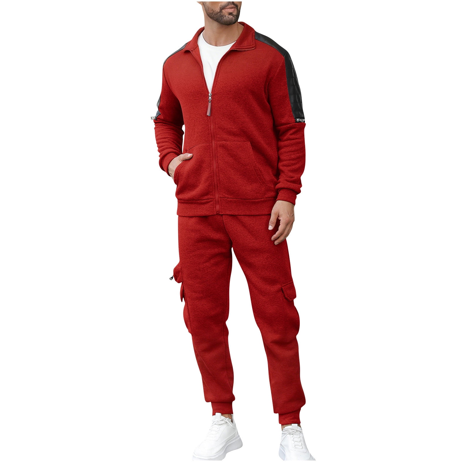 LNWUY Mens Tracksuits 2 Piece Set Fleece Hoodie and Jogger Pants Solid ...