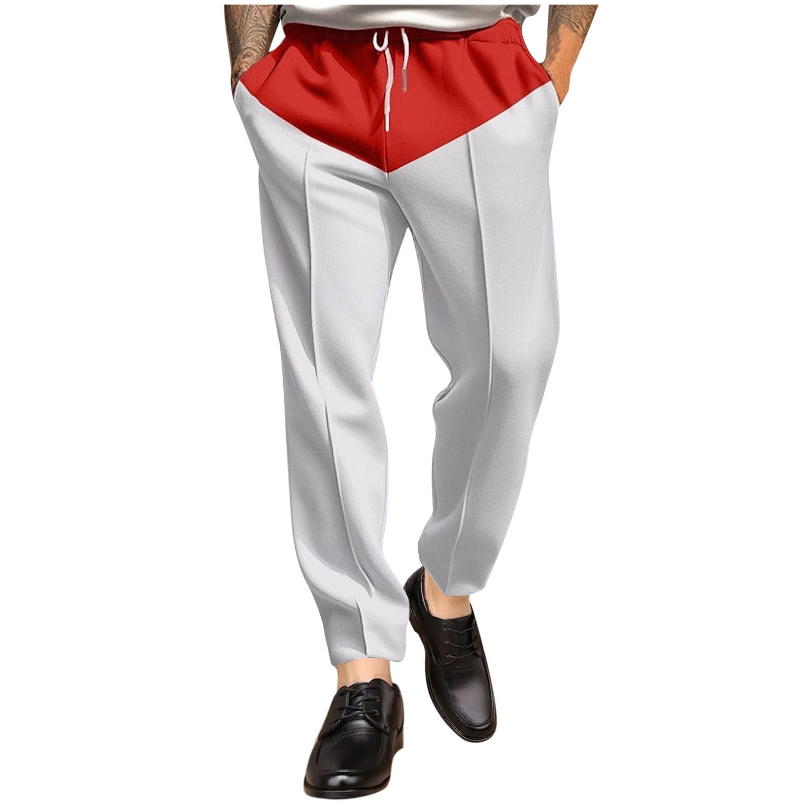 LNWUY Patchwork Jogger Sweatpants for Men Solid Elastic Waist ...