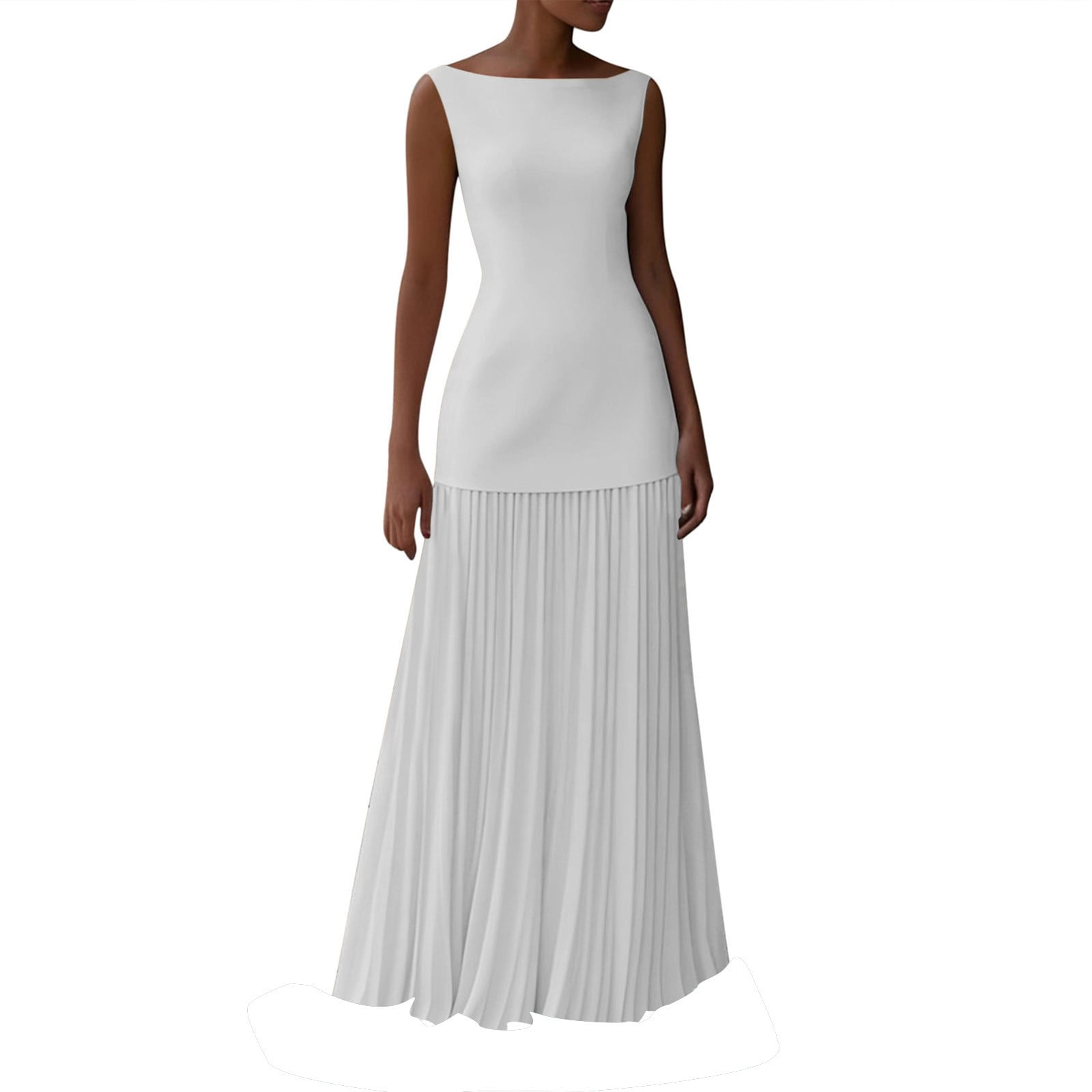 LNWUY Women's Two Piece Skirt Set Vest Tank Tops and Pleated Long ...