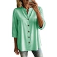LNWUY Womens Striped 3/4 Sleeve Tops V Neck Button Down Shirts Casual ...