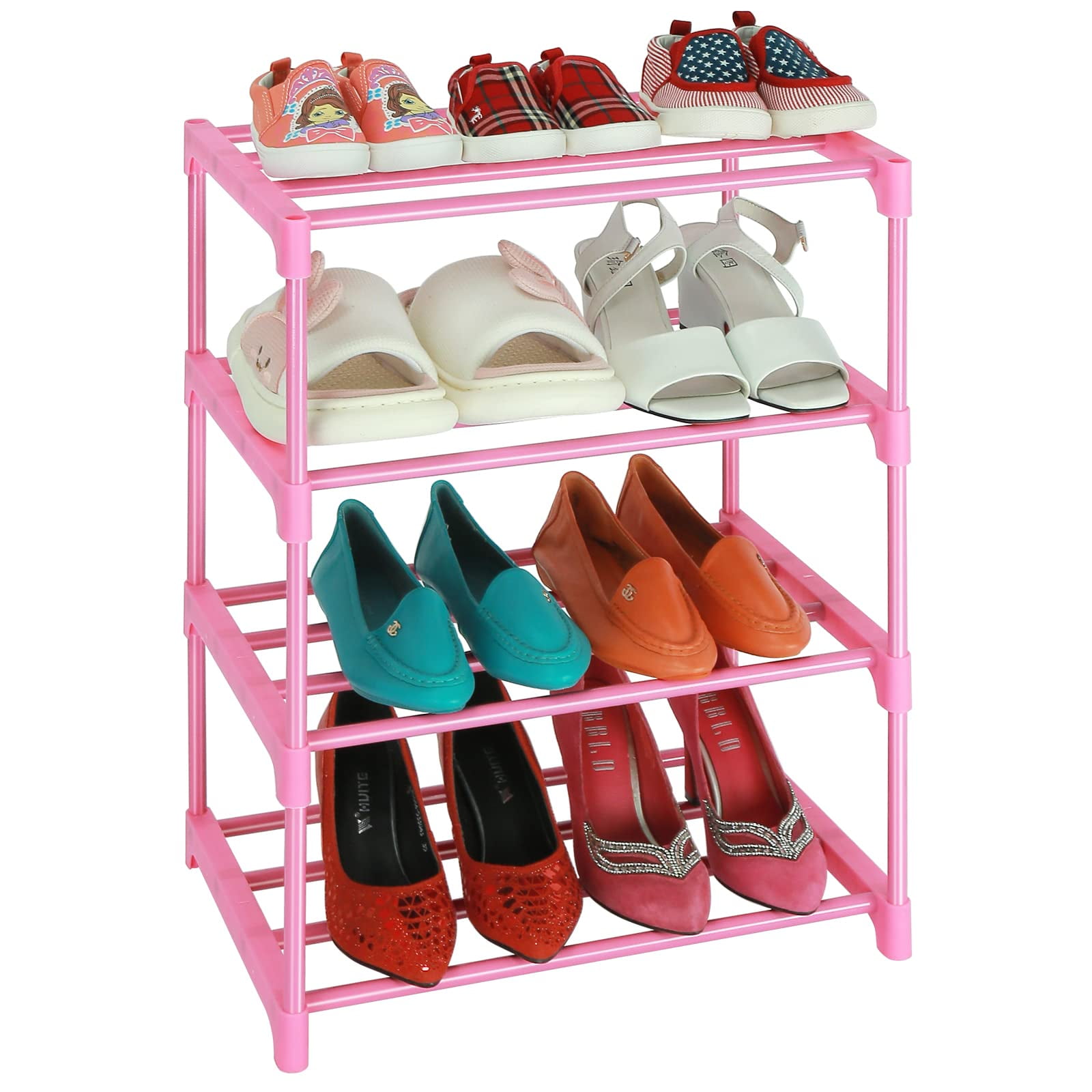 LNYZQUS Small Kids Shoe Rack, 4 Tier Pink Shoe Organizer Shoe Shelf for ...