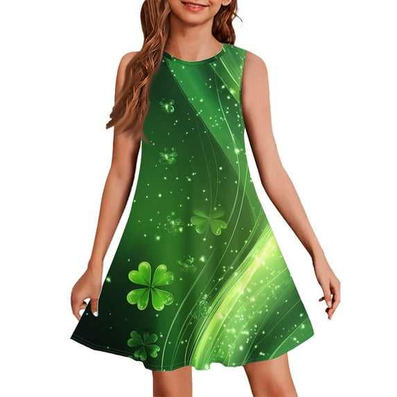 LNZGNM Girls St Patrick's Day Outfit Letter Print Crew Neck Skirt Comfy ...